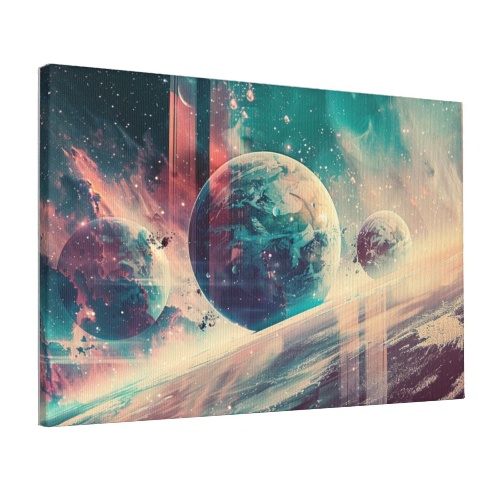 12x18 inch Oil Painting Canvas Cosmic Planet Prints,Rustic Living Room ...