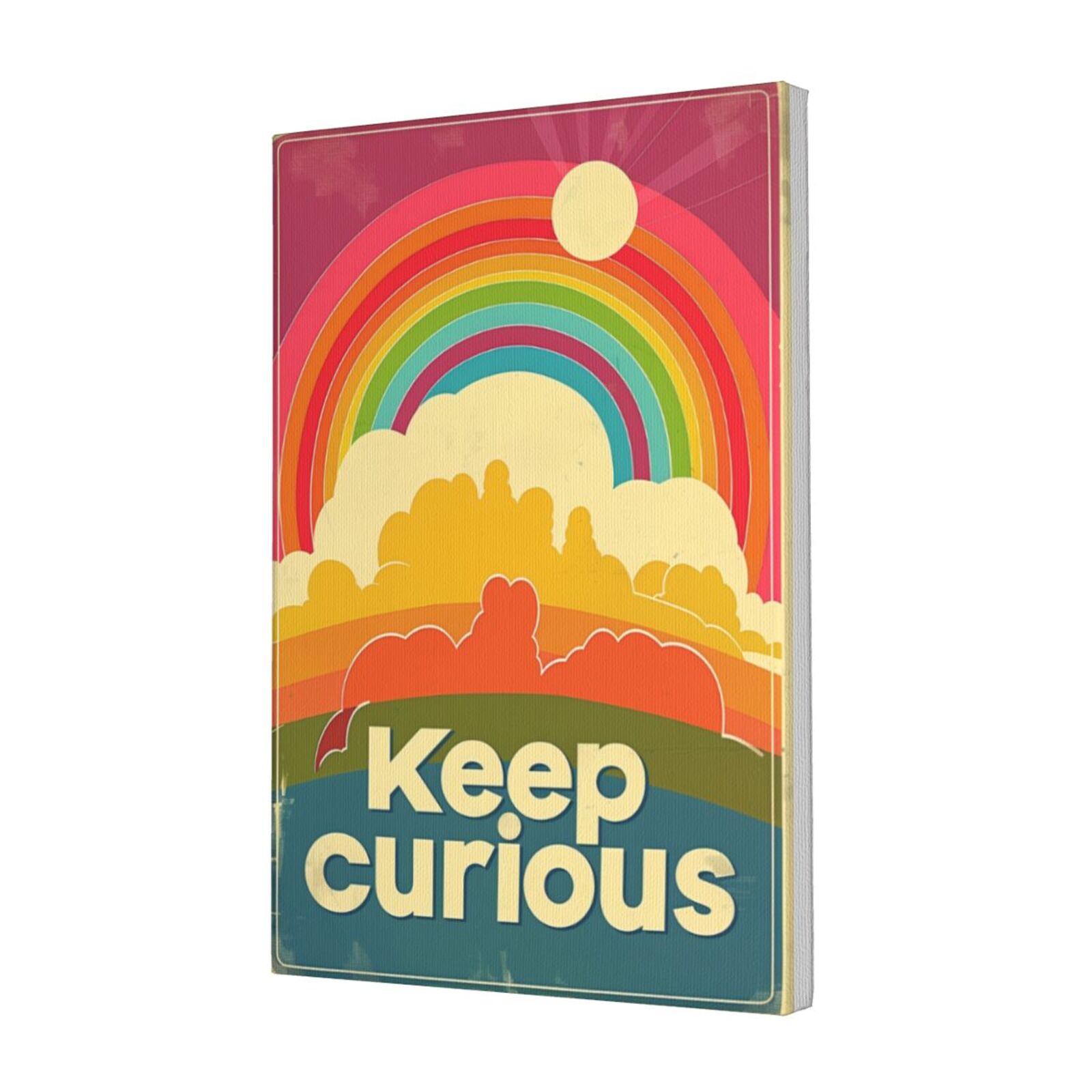12x18 inch Oil Paintings On Canvas 'Keep Curious' Slogan Rainbow Sun ...