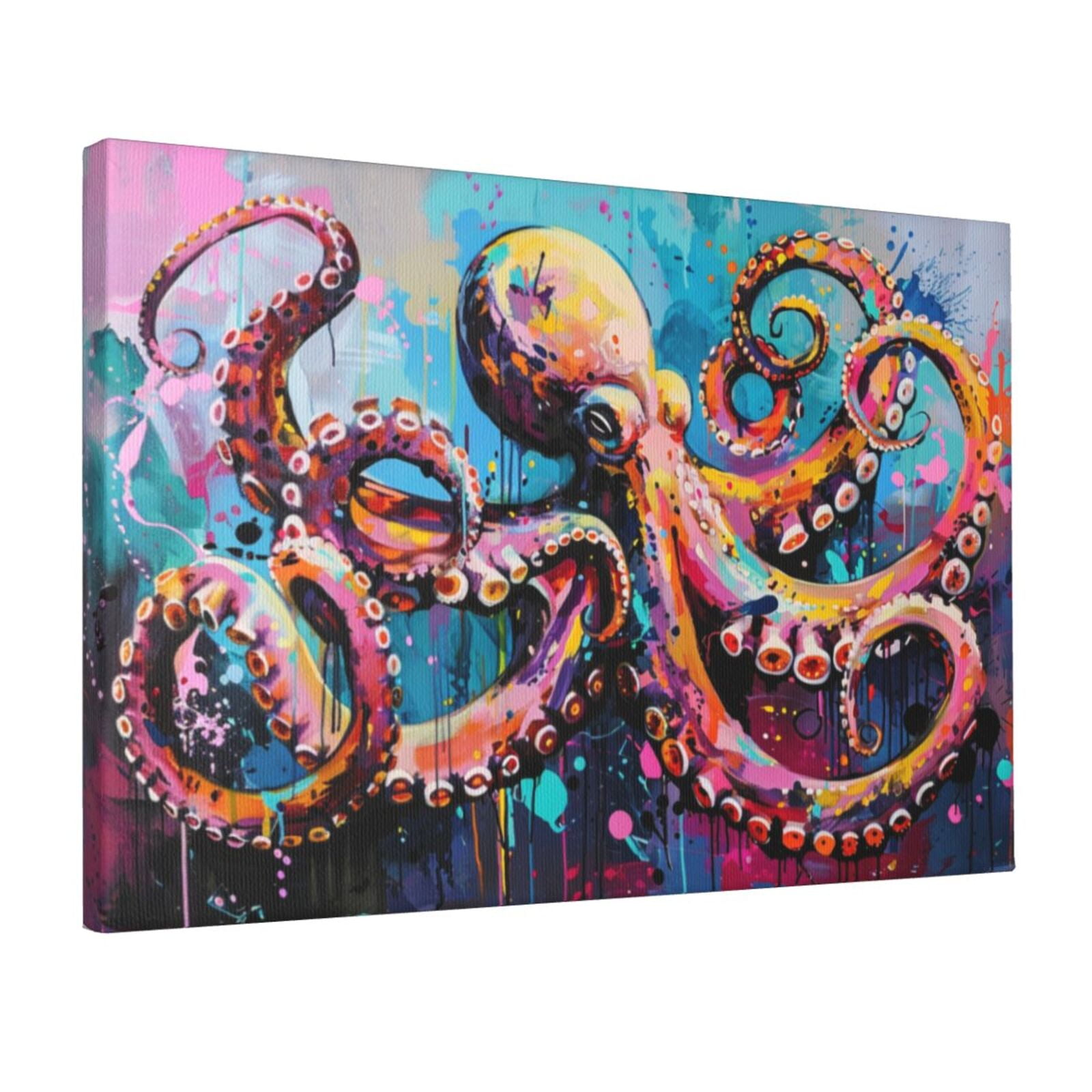 12x18 inch Painting Wall Art Decor Colorful Graffiti Squid,Funny Bathroom Decor Posters & Print ...