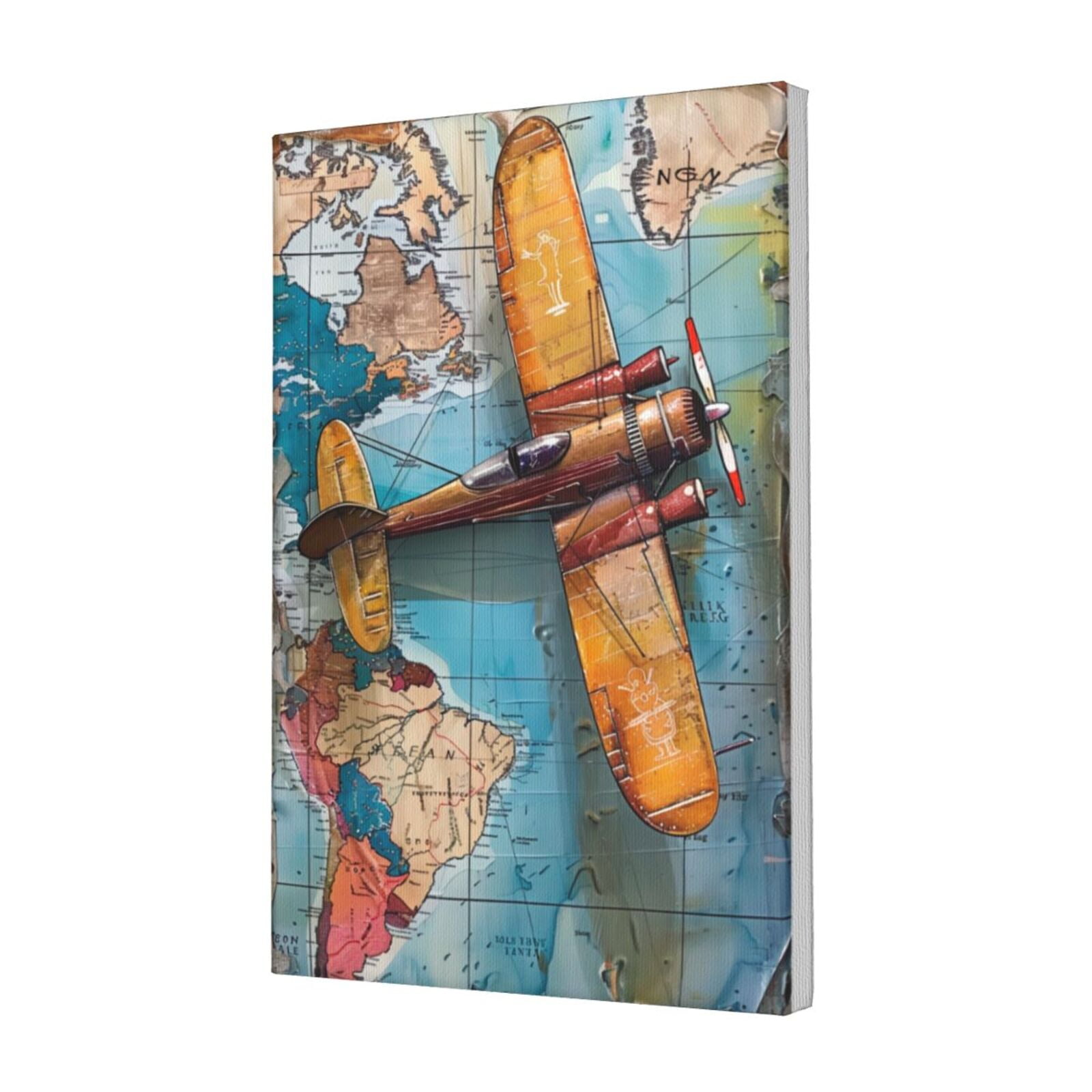 12x18 inch Paintings On Canvas Old Style Airplanes And Maps,Home Room ...