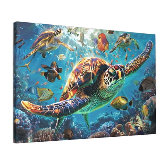 12x18 inch Sea Turtle'S Tour Oil Paintings On Canvas,Fun Aquarium ...