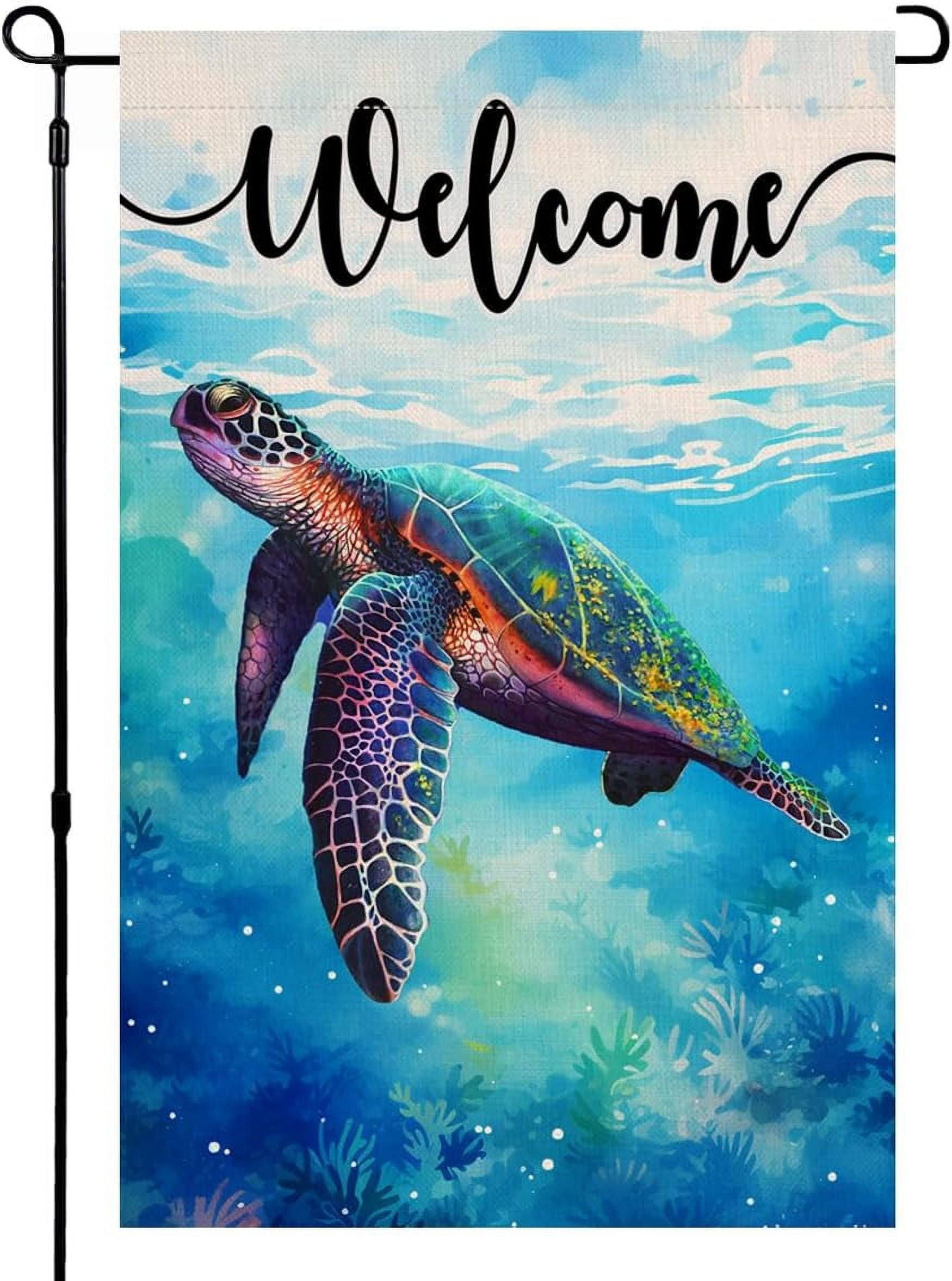 12x18 inch Summer Beach Garden Flag Vical Double Sided Sea Turtle Ocean ...