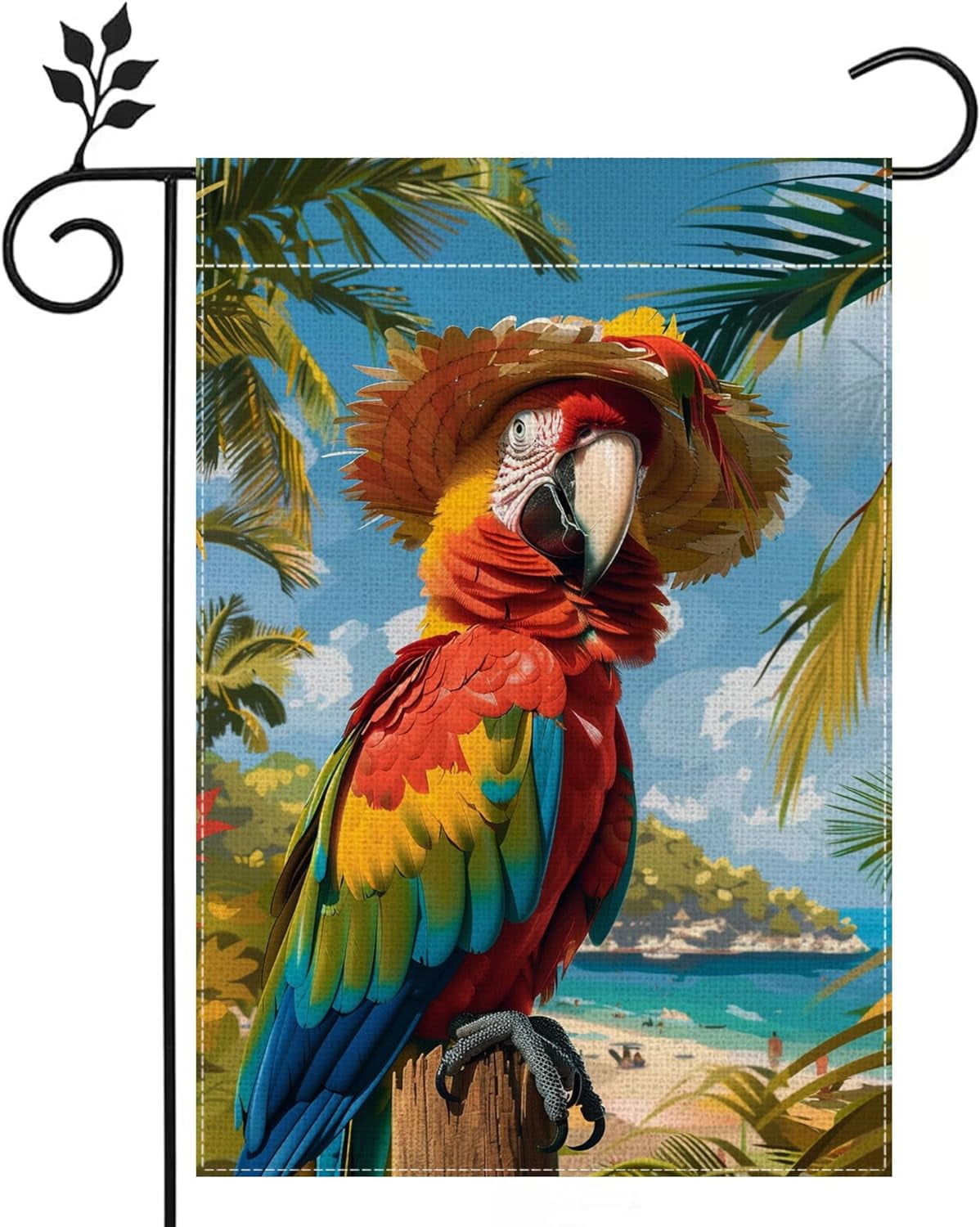 12x18 inch Summer Parrot Garden Flags, Parrot Beach Welcome Garden Flag ...