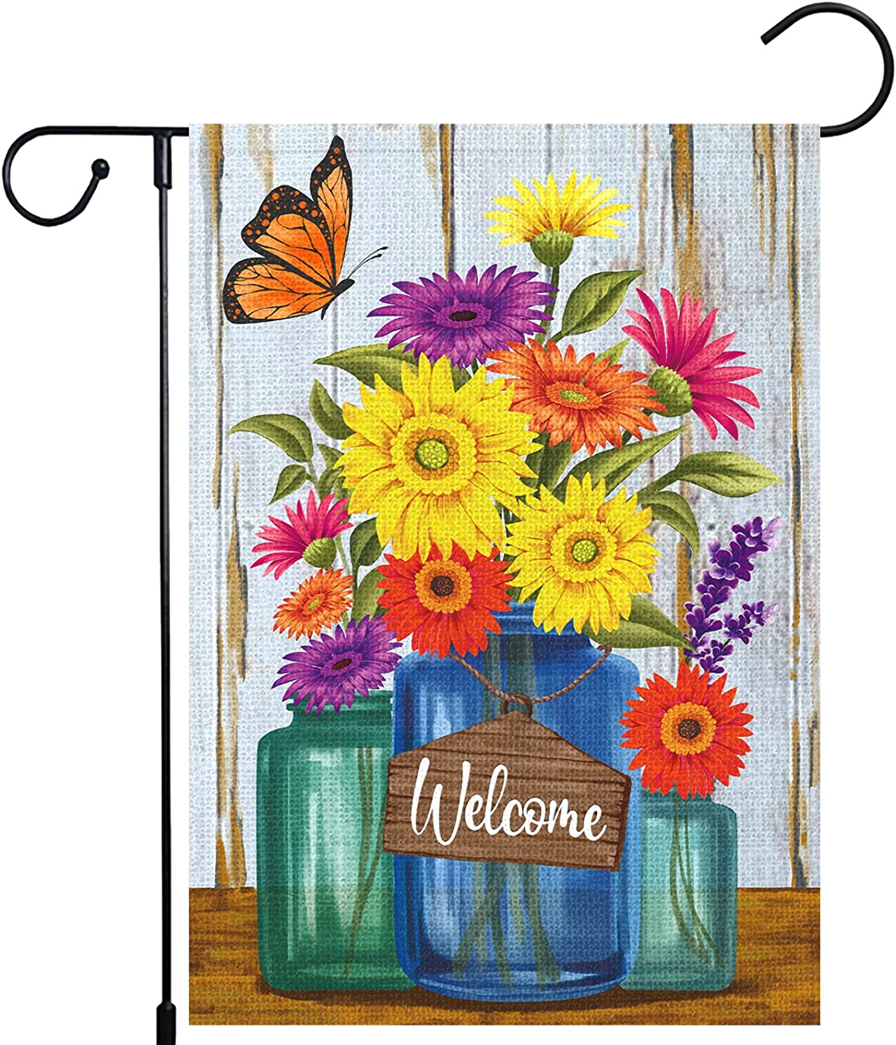 12x18 inch Welcome Spring Summer Garden Flag Spring Vase Floral Garden ...