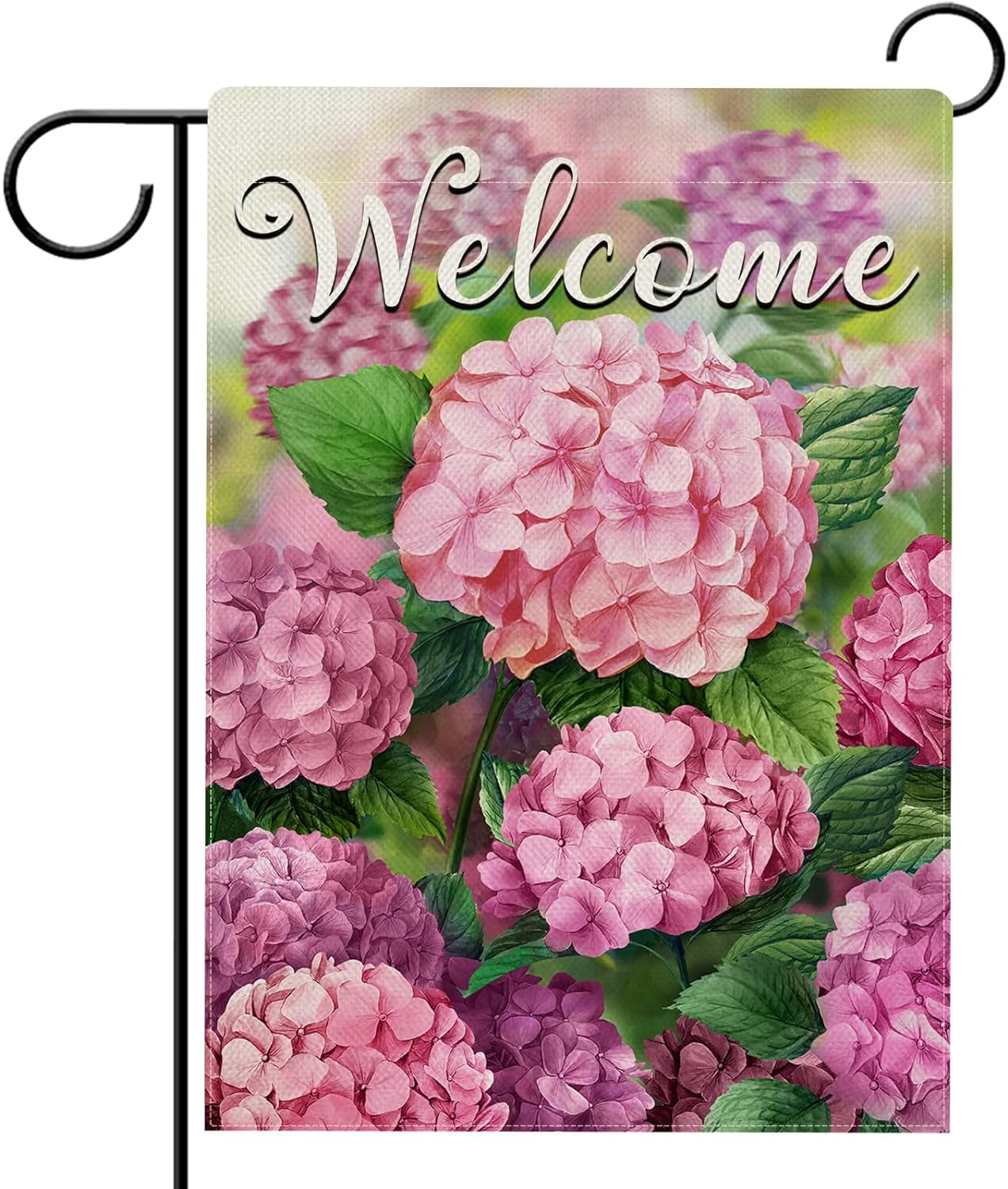 12x18 inch Welcome Spring Summer Hydrangea Garden Flag Double Sided ...