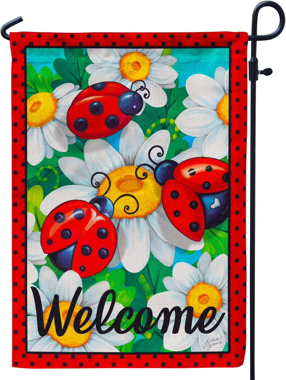 12x18 inch Welcome Summer Garden Flag, Ladybug Flower Decorated Garden ...