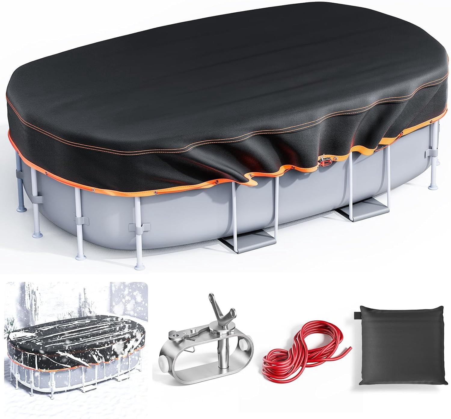 12x18Ft Oval Pool Cover - Solar Rectangular Covers for Above Ground ...