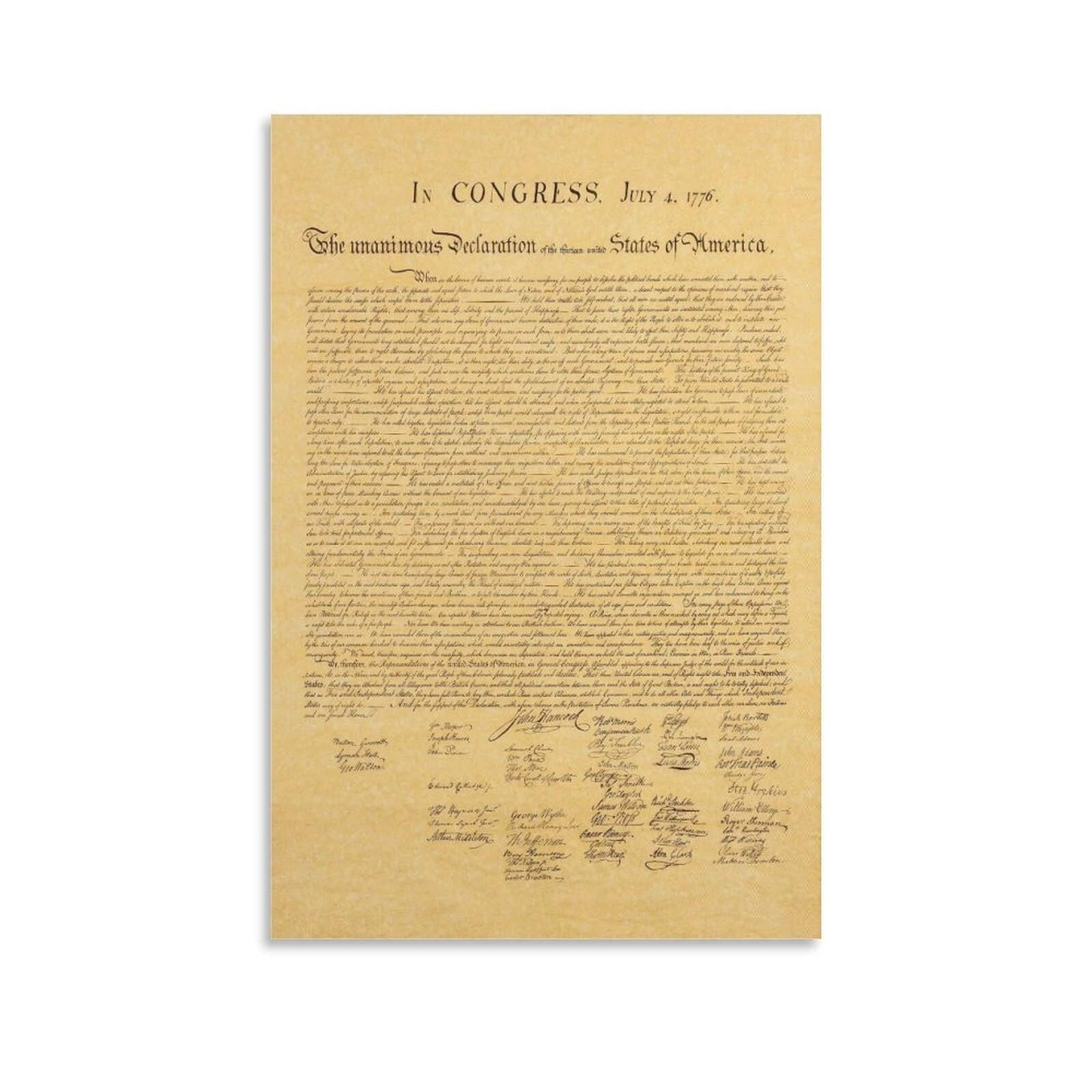 12x18inch(30x45cm) , 16x24inch(40x60cm)1776 United States Declaration ...