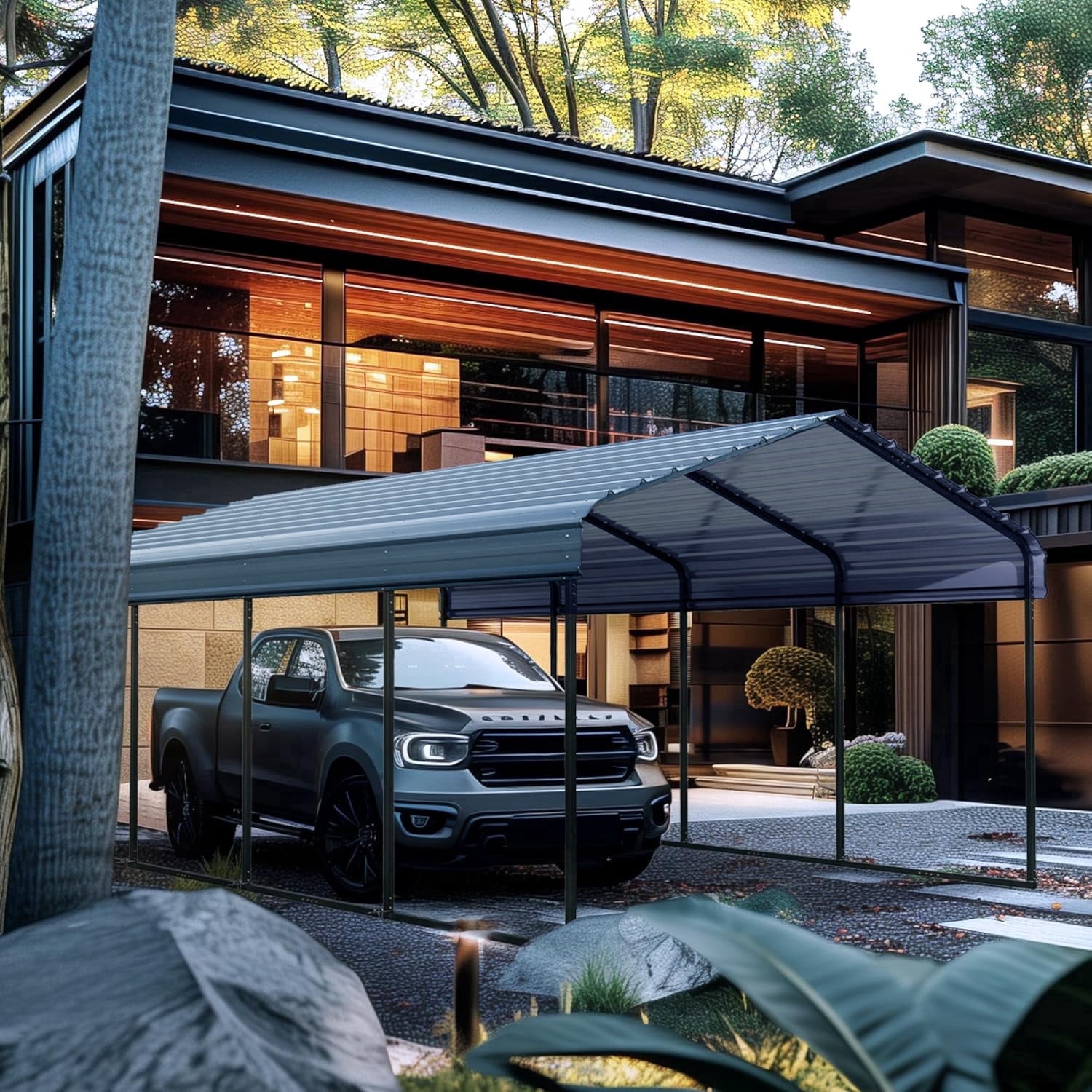 12x20 FT Heavy-Duty Carport Canopy Kit, Snow-Resistant Aluminum Roof ...