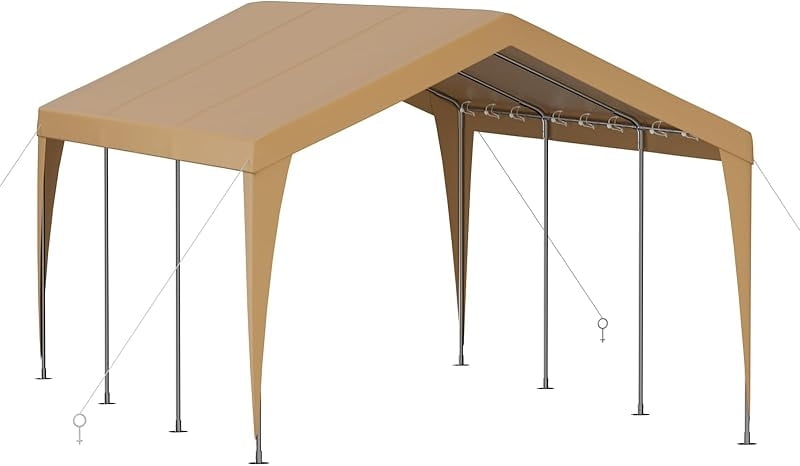 12x20 Heavy Duty Portable Garage,Galvanized Frame Carport Canopy ...