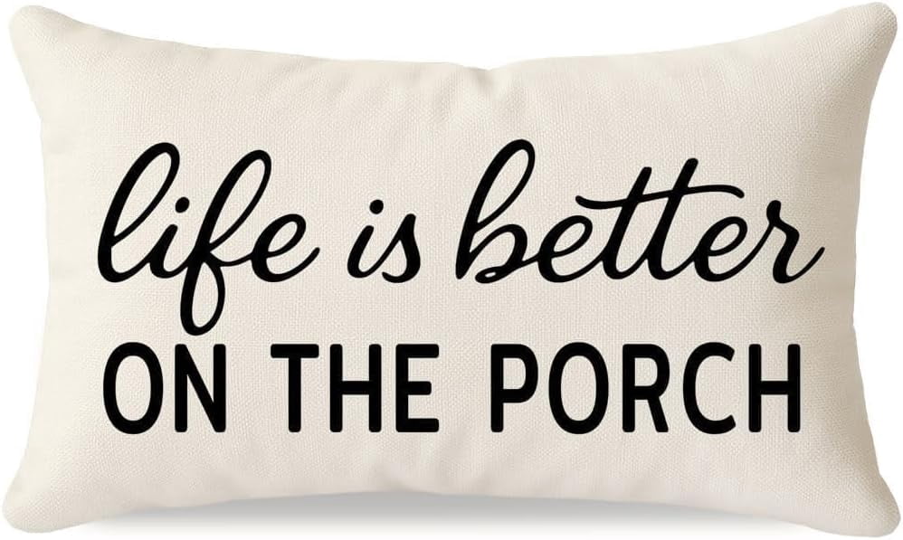 12x20 Outdoor Lumbar Throw Pillow Cover, Life is Better on The Porch ...