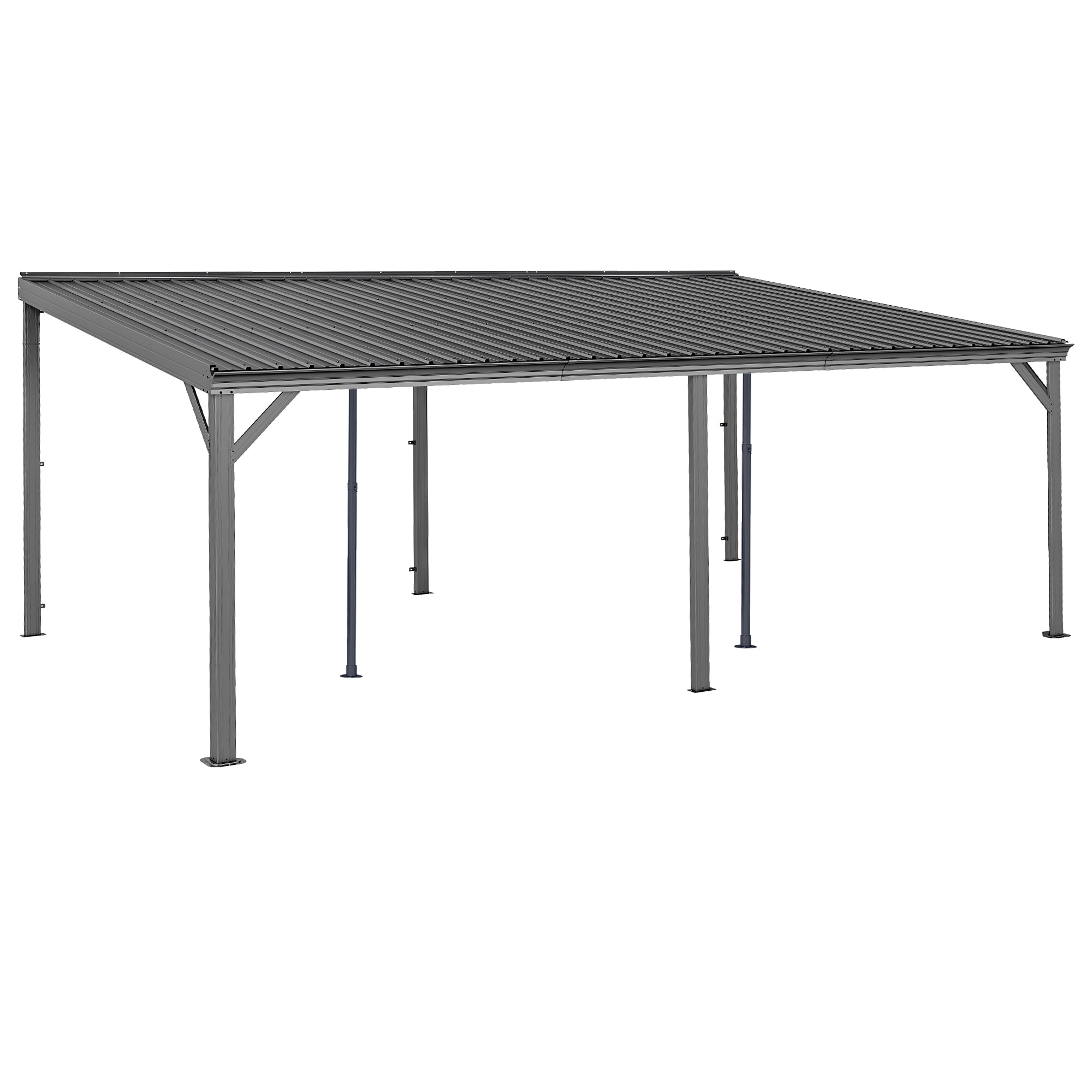12x20FT Lean to Gazebo, Outdoor Hardtop Wall Mounted Gazebo with ...