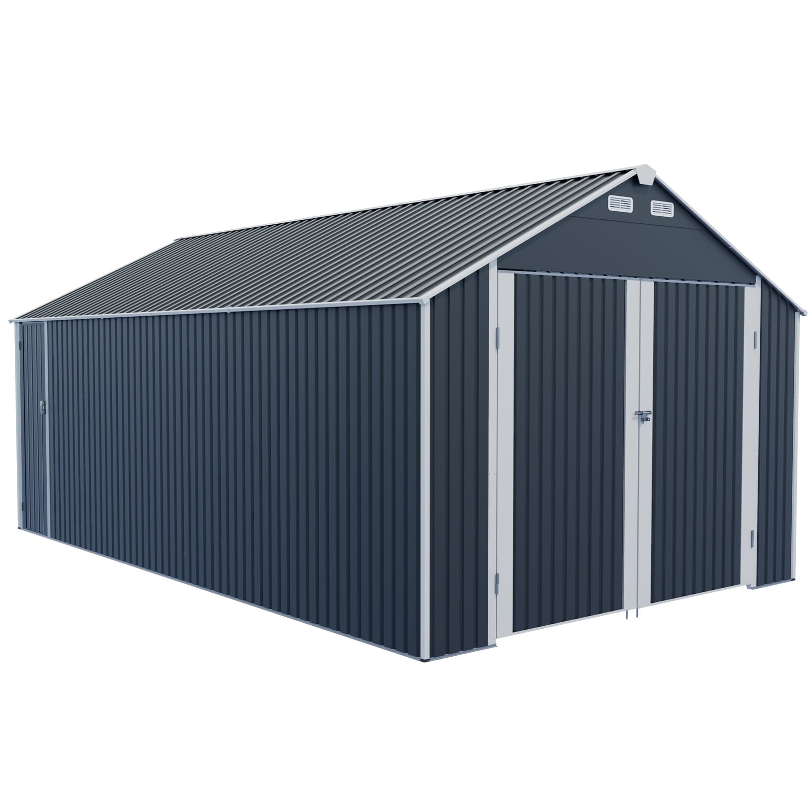 12x20ft Outdoor Metal Storage Garage Shed Black - Walmart.com