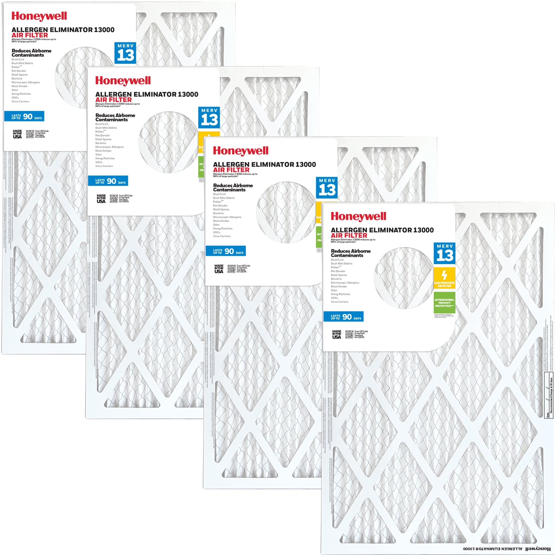 12x20x1 Honeywell Allergen Eliminator 13000 M13 4pk - Walmart.com