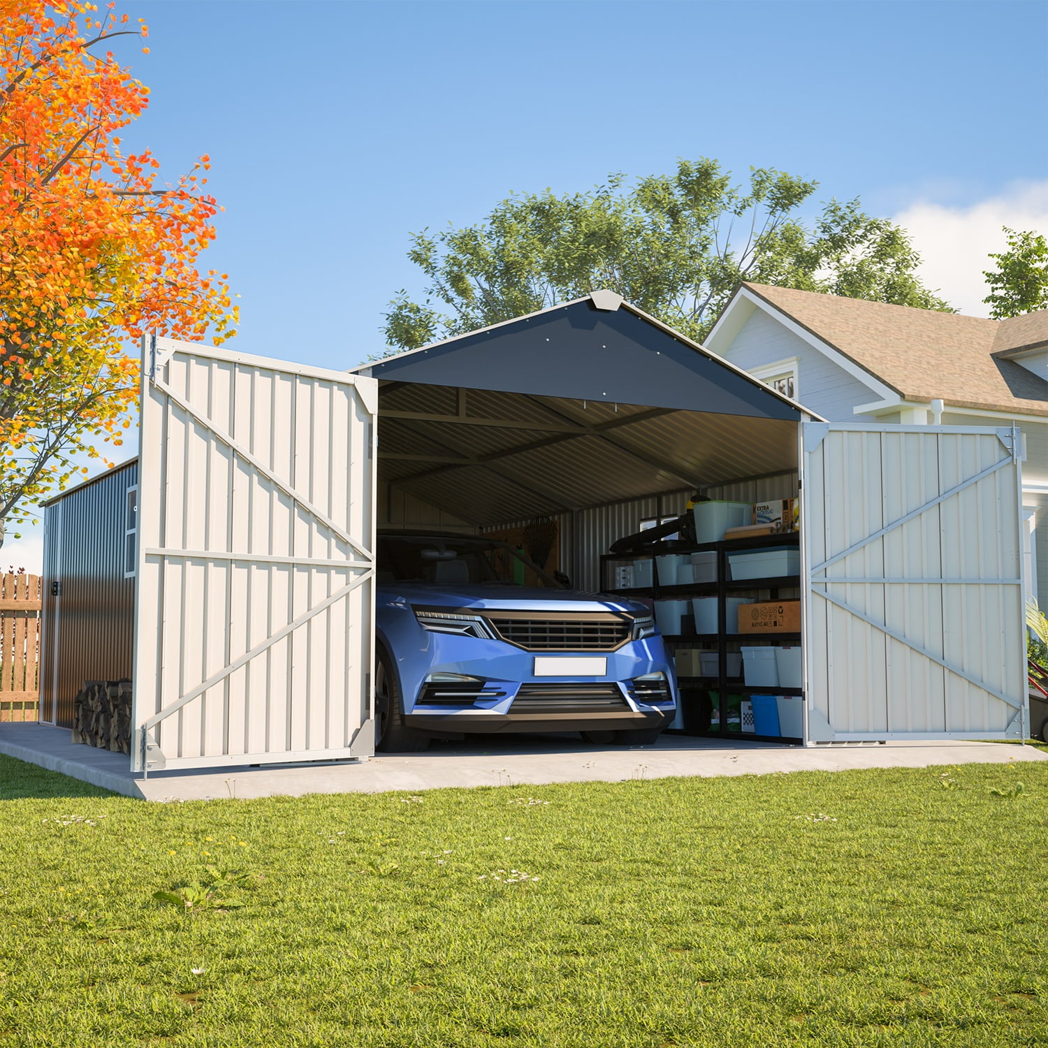 12x20x9.3 FT Outdoor Metal Garage Shed, 1810 CUFT Extra Large Steel ...