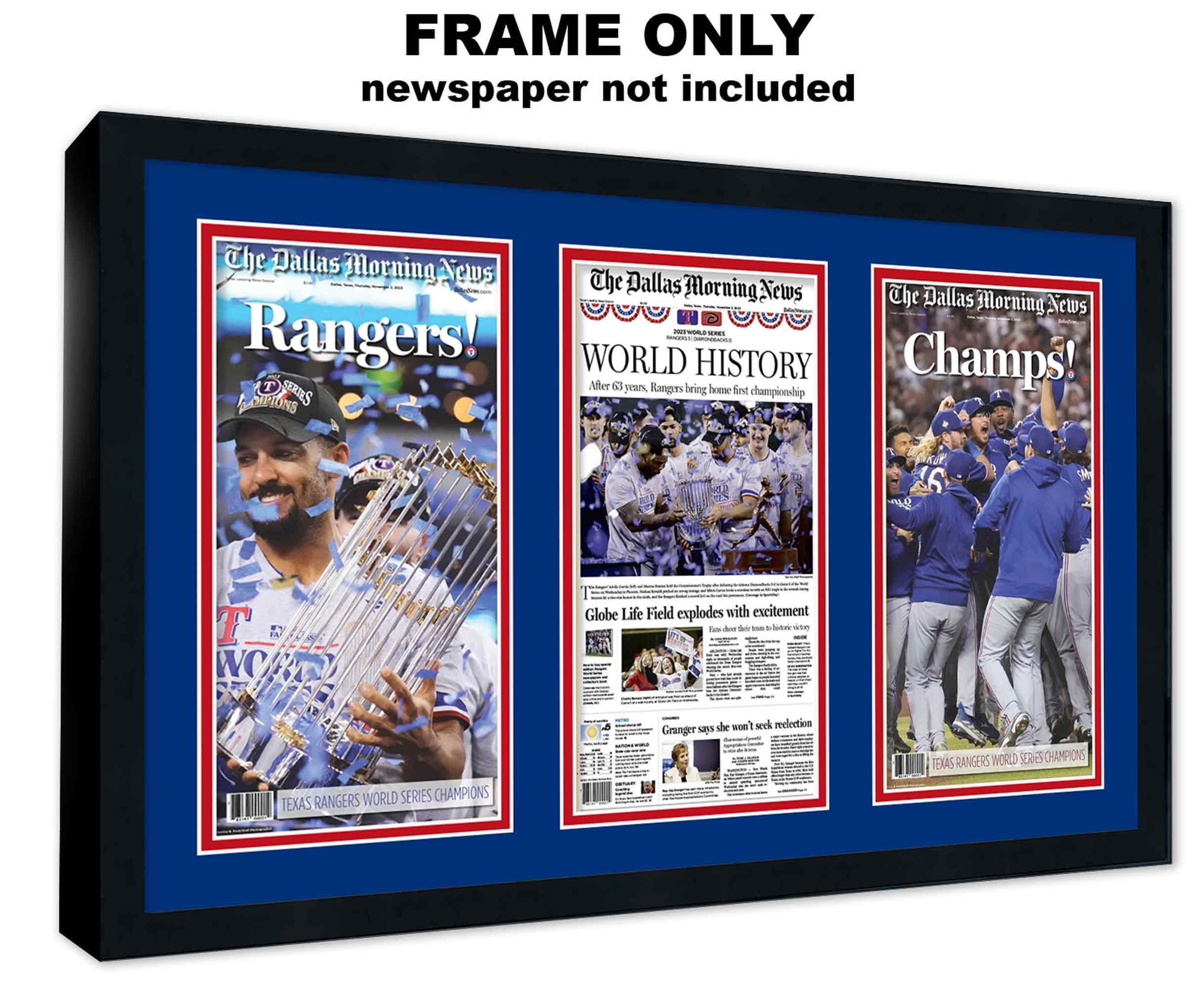 12x22 Newspaper Frame - with Blue and Red Double Mat - Made to Display ...