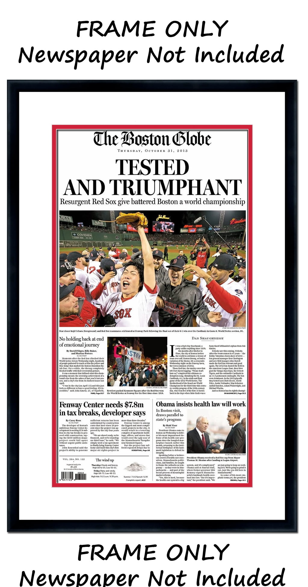 12x22 Newspaper Frame - with White and Red Double Mat - Made to Display ...