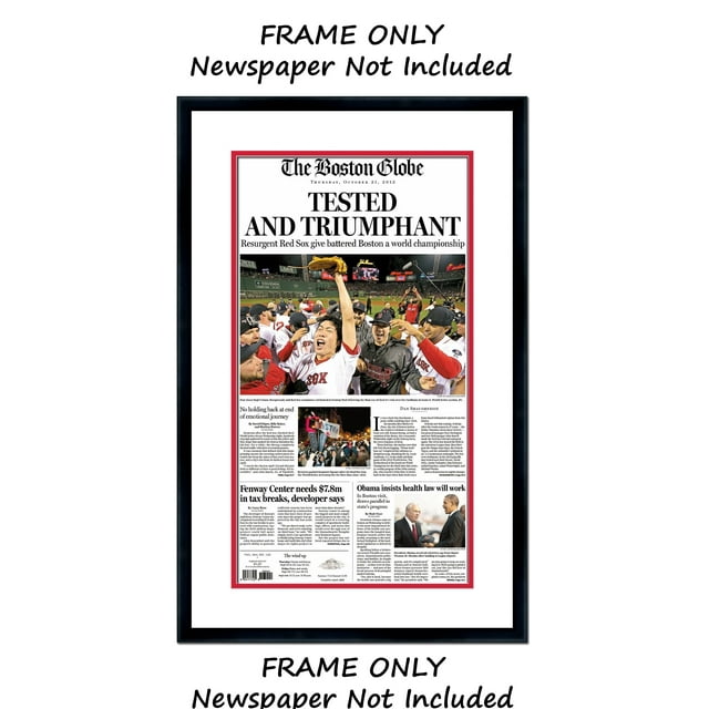 12x22 Newspaper Frame - with White and Red Double Mat - Made to Display ...