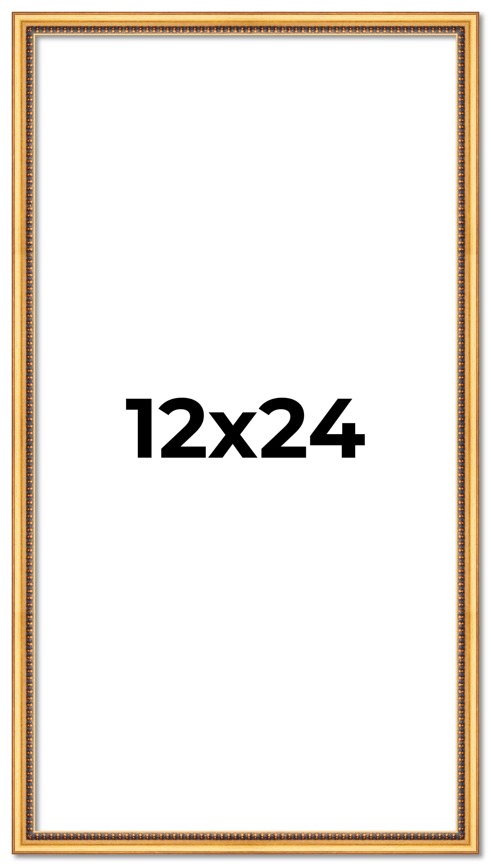 12x24 Frame Beaded Gold Solid Wood Picture Frame | 0.75 Inches Moulding ...