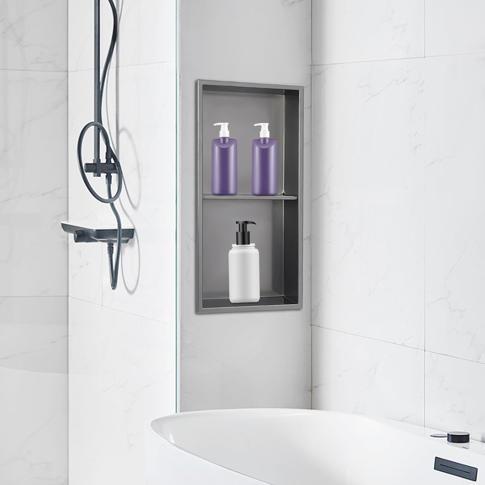 12x24 inches Shower Niche, Stainless Steel Recessed Bathroom Shower ...