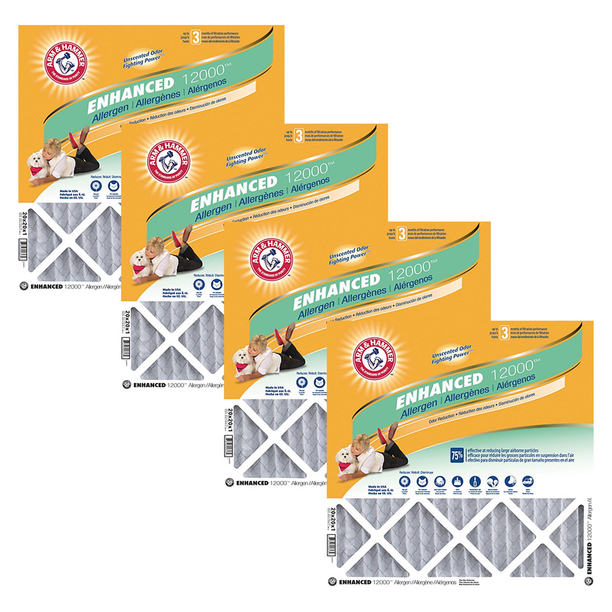 ARM & HAMMER 12x24x1 Allergen Air Filter Furnace Filter MERV 8 Odor ...