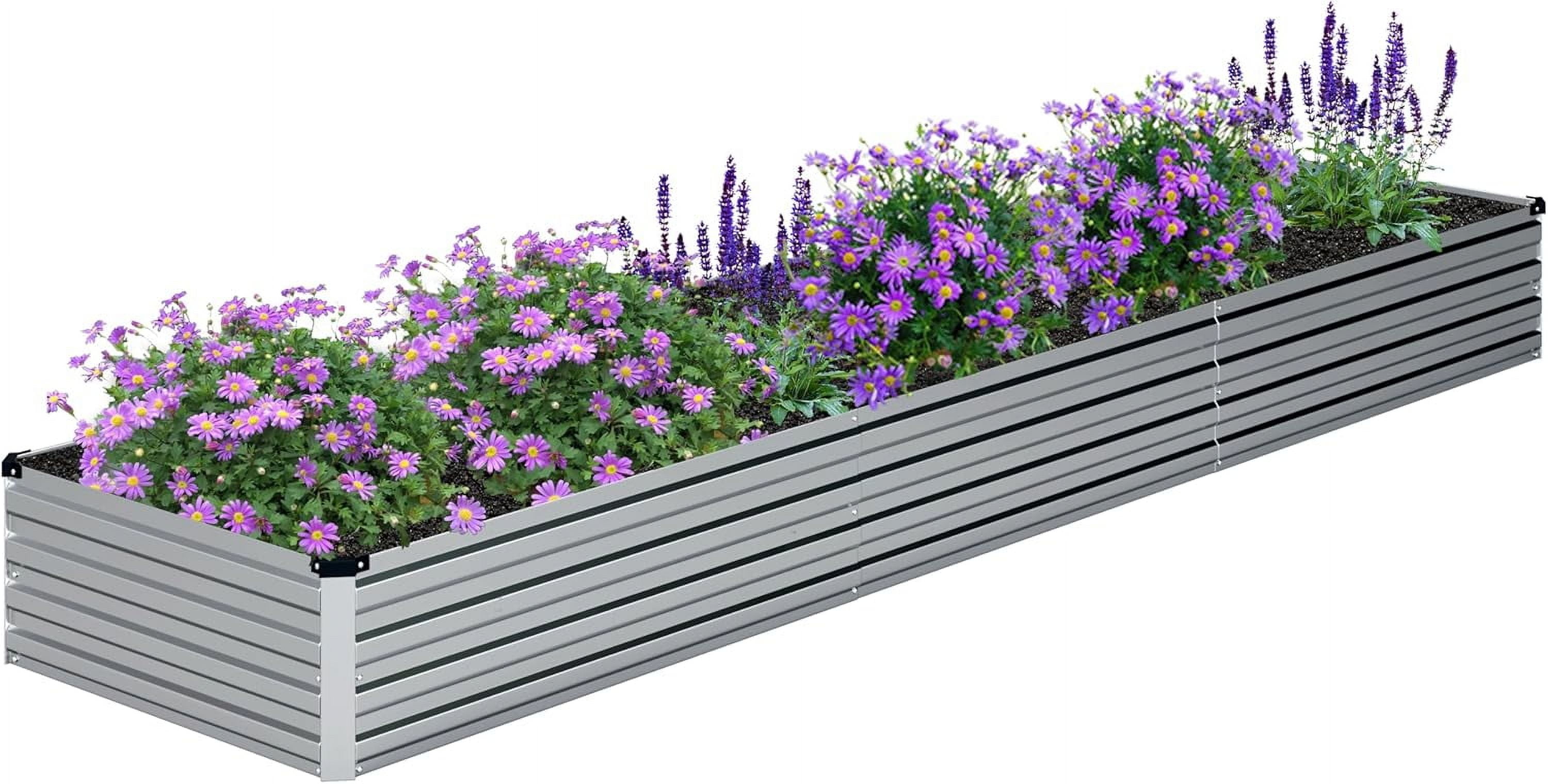 12x2x1FT Galvanized Raised Garden Bed Kit,Vegetable Boxes-Rectangle ...