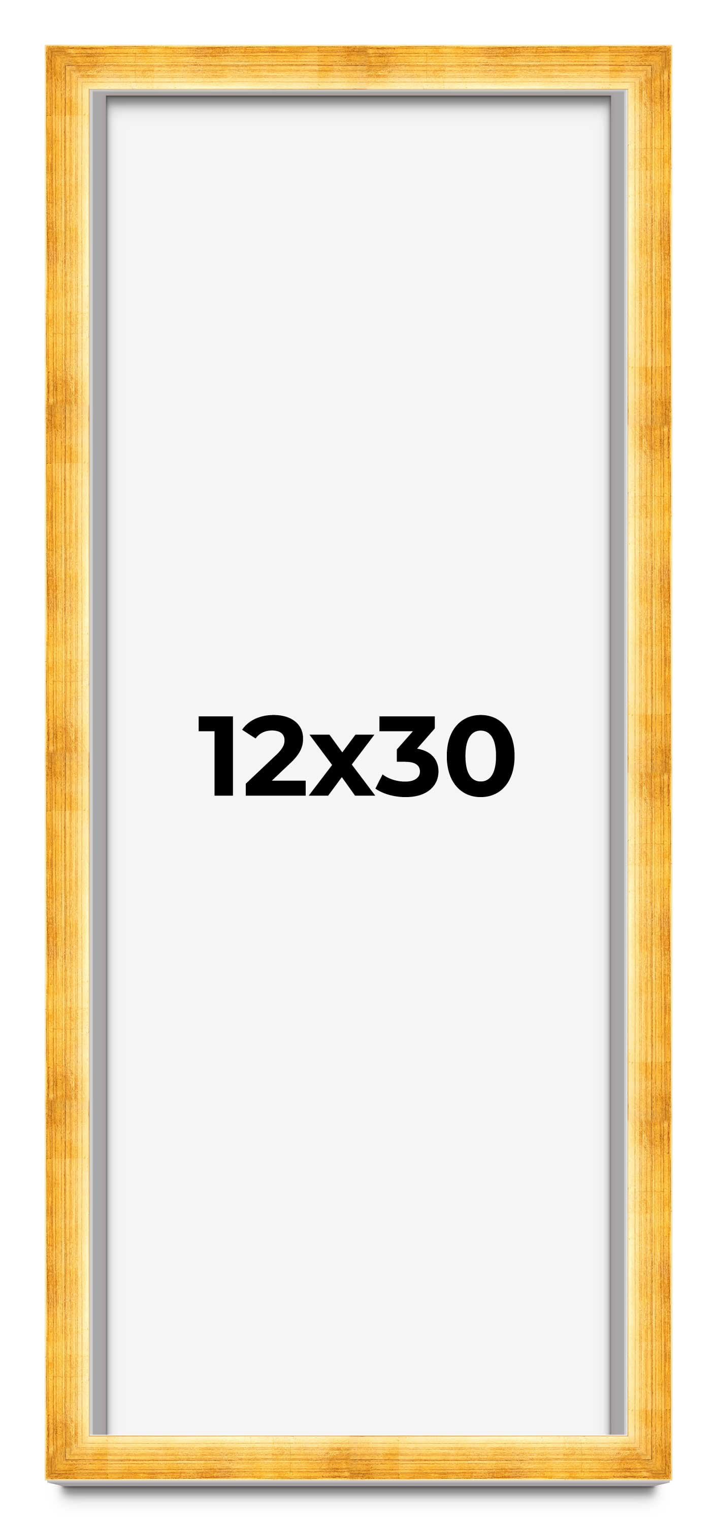 12x30 Shadow Box Frame Gold | 1.625 Inches Deep Real Wood Traditional ...