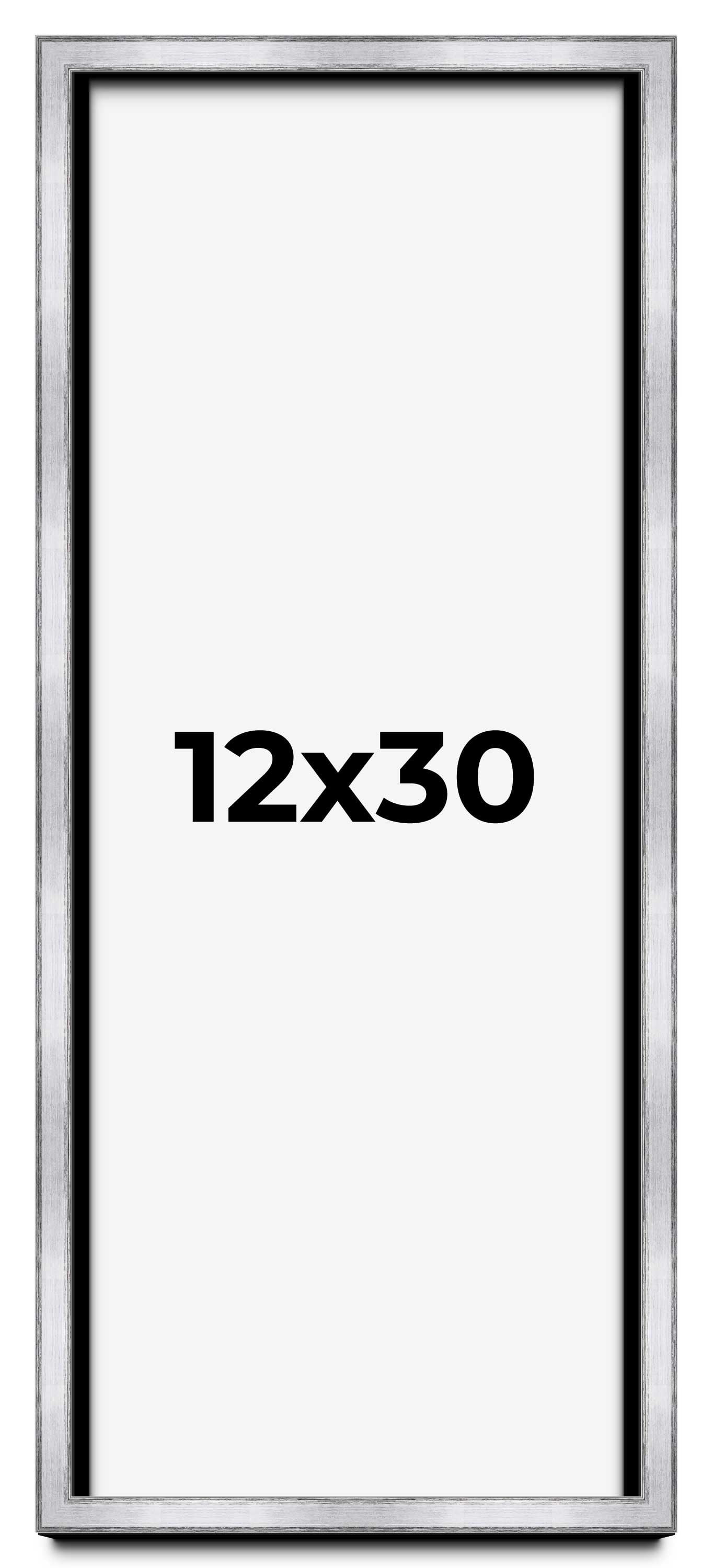 12x30 Shadow Box Frame Silver | 1.375 Inches Deep Real Wood ...
