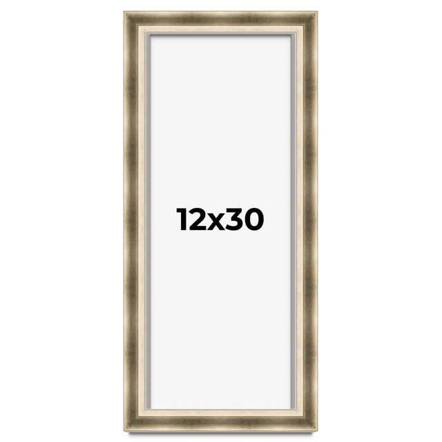 12x30 Shadow Box Frame Silver | 1.75 inches Deep Real Wood Traditional ...