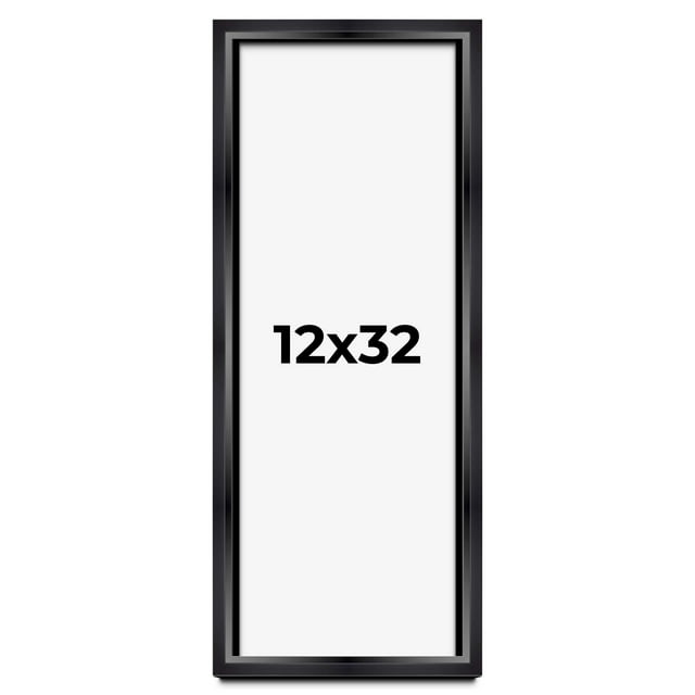 12x32 Shadow Box Frame Black | 1.25 inches Deep Real Wood Contemporary ...