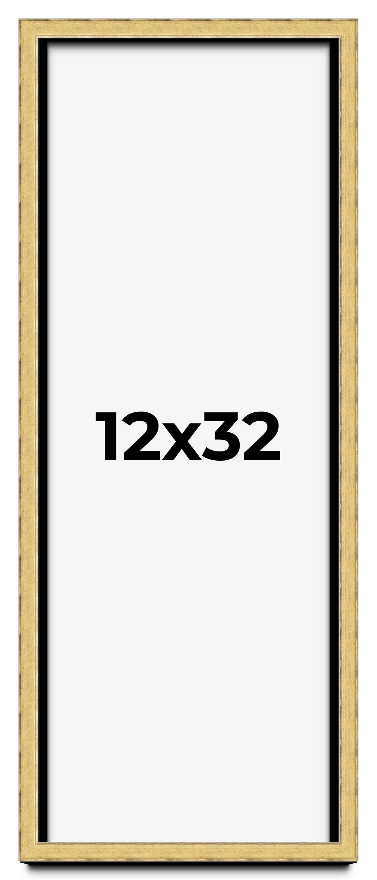 12x32 Shadow Box Frame Gold | 1.375 Inches Deep Real Wood Contemporary ...