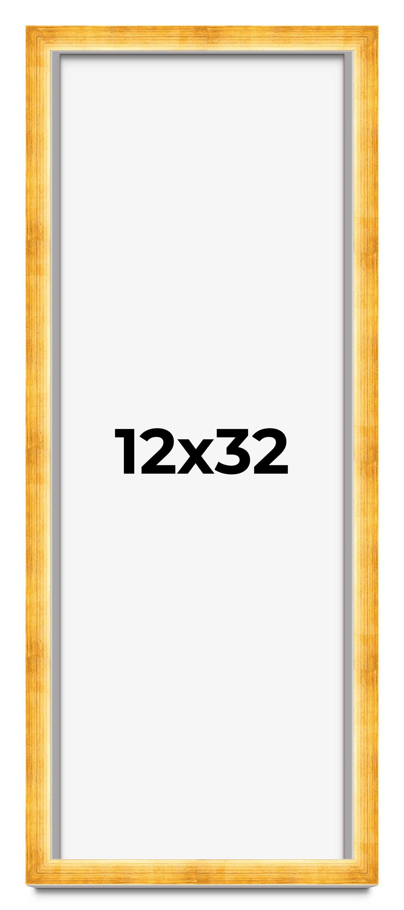 12x32 Shadow Box Frame Gold | 1.625 Inches Deep Real Wood Traditional ...