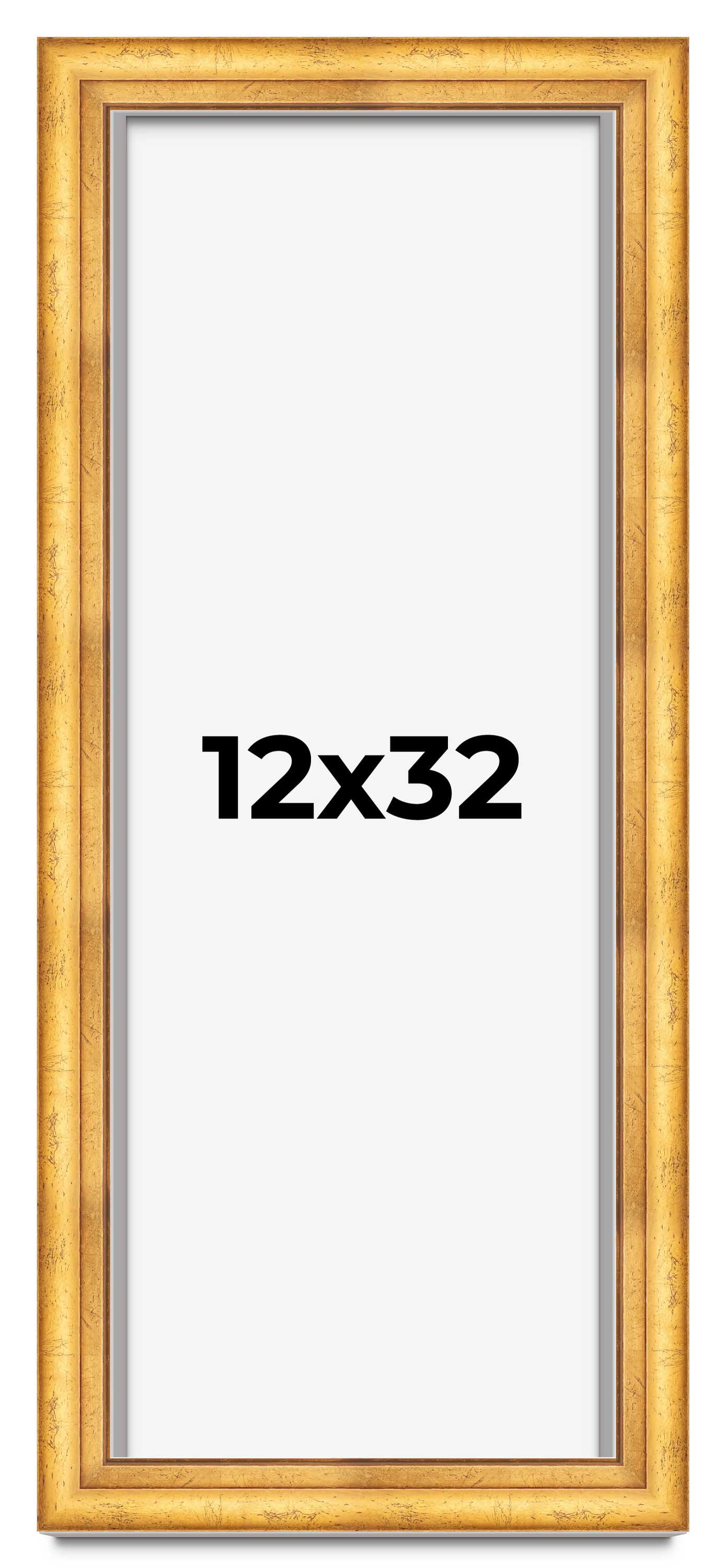 12x32 Shadow Box Frame Gold | 1.75 Inches Deep Real Wood Traditional ...