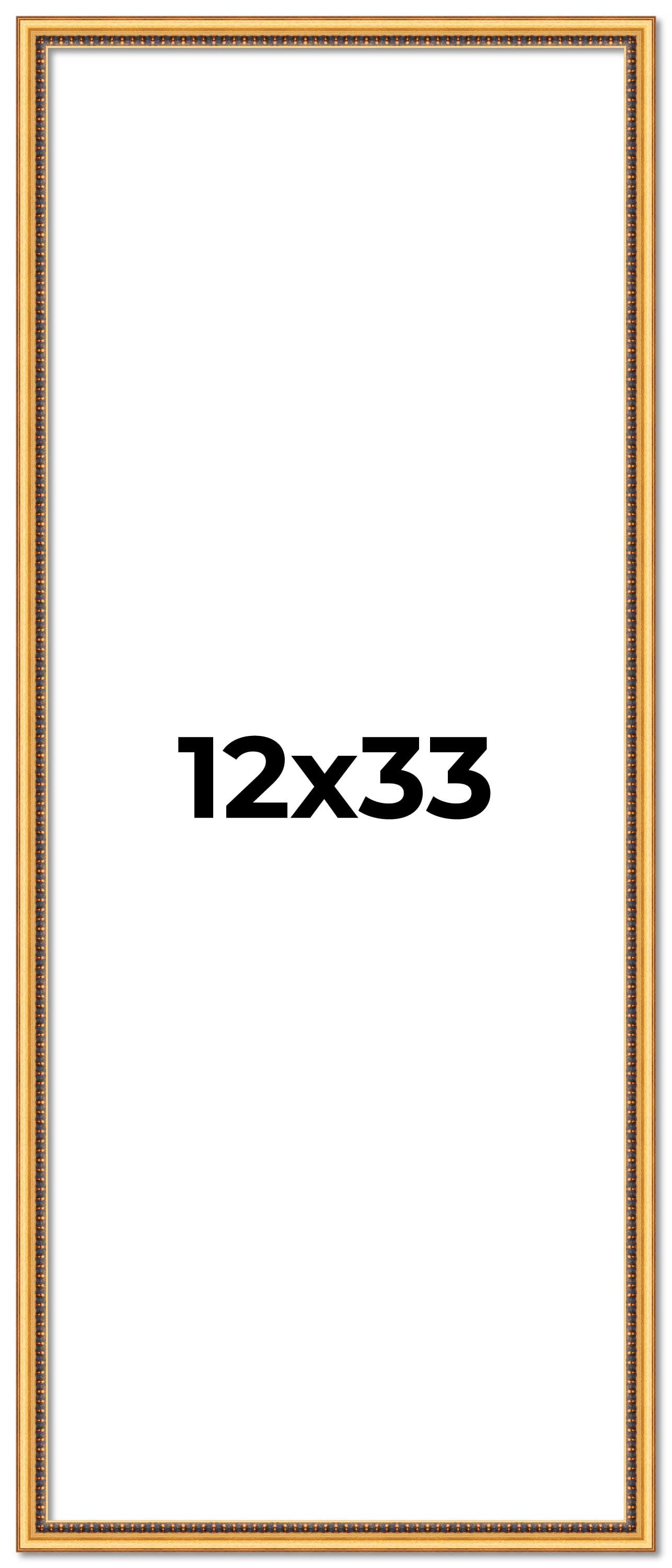 12x33 Frame Beaded Gold Solid Wood Picture Frame | 0.75 Inches Moulding ...