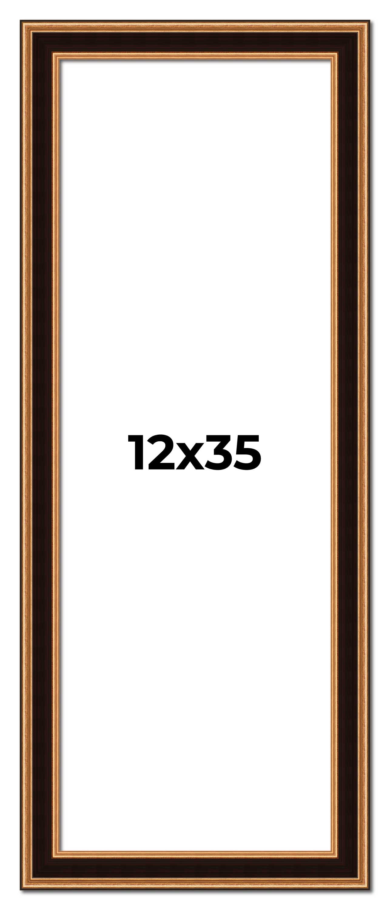 12x35 Frame Gold Brown Plein Air Vintage Solid Wood Picture Frame | 1. ...