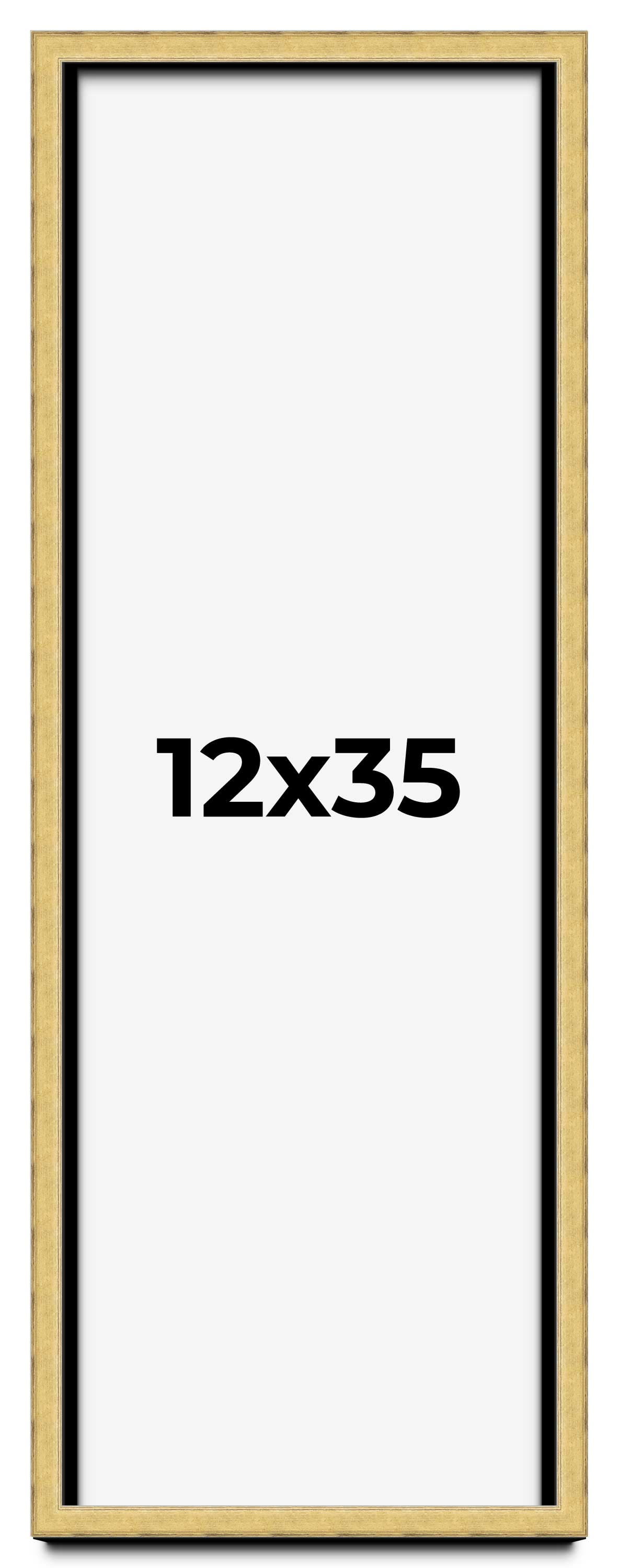 12x35 Shadow Box Frame Gold | 1.375 Inches Deep Real Wood Contemporary ...