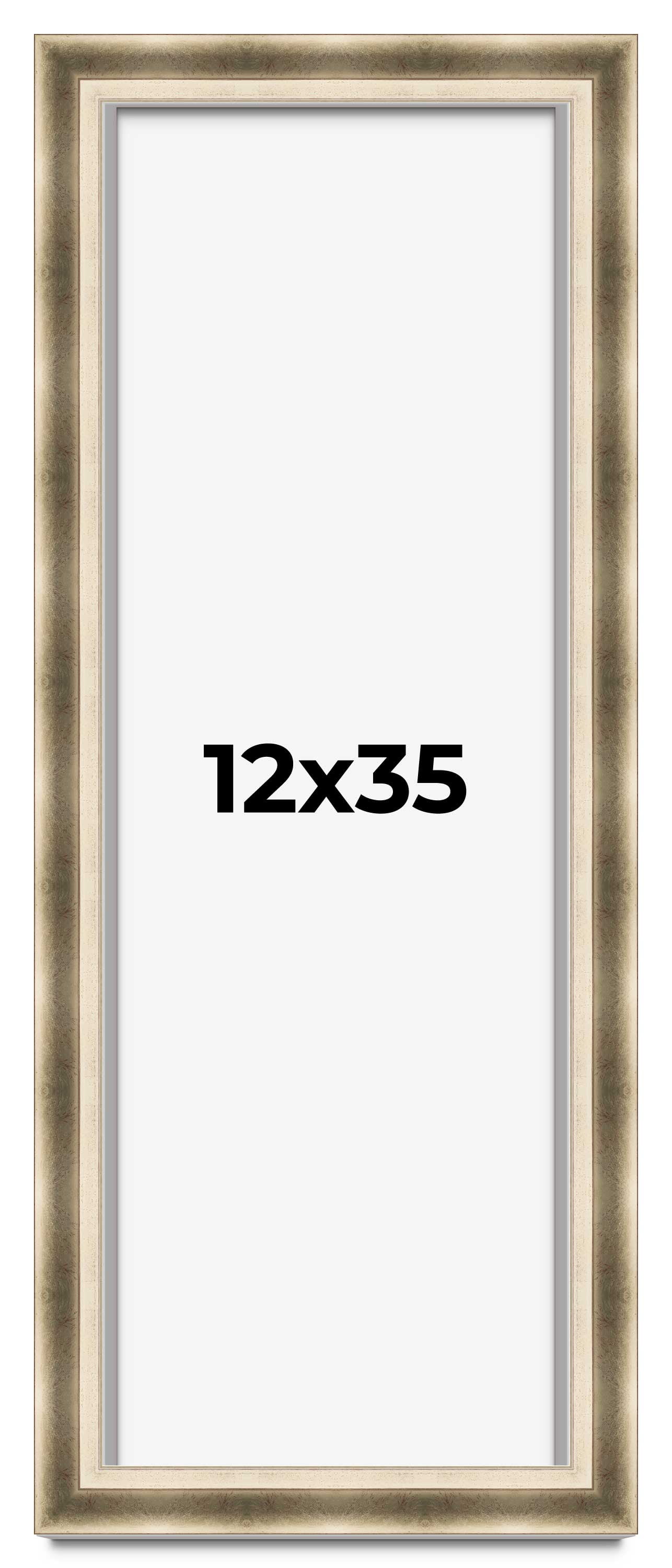 12x35 Shadow Box Frame Silver | 1.75 inches Deep Real Wood Traditional ...