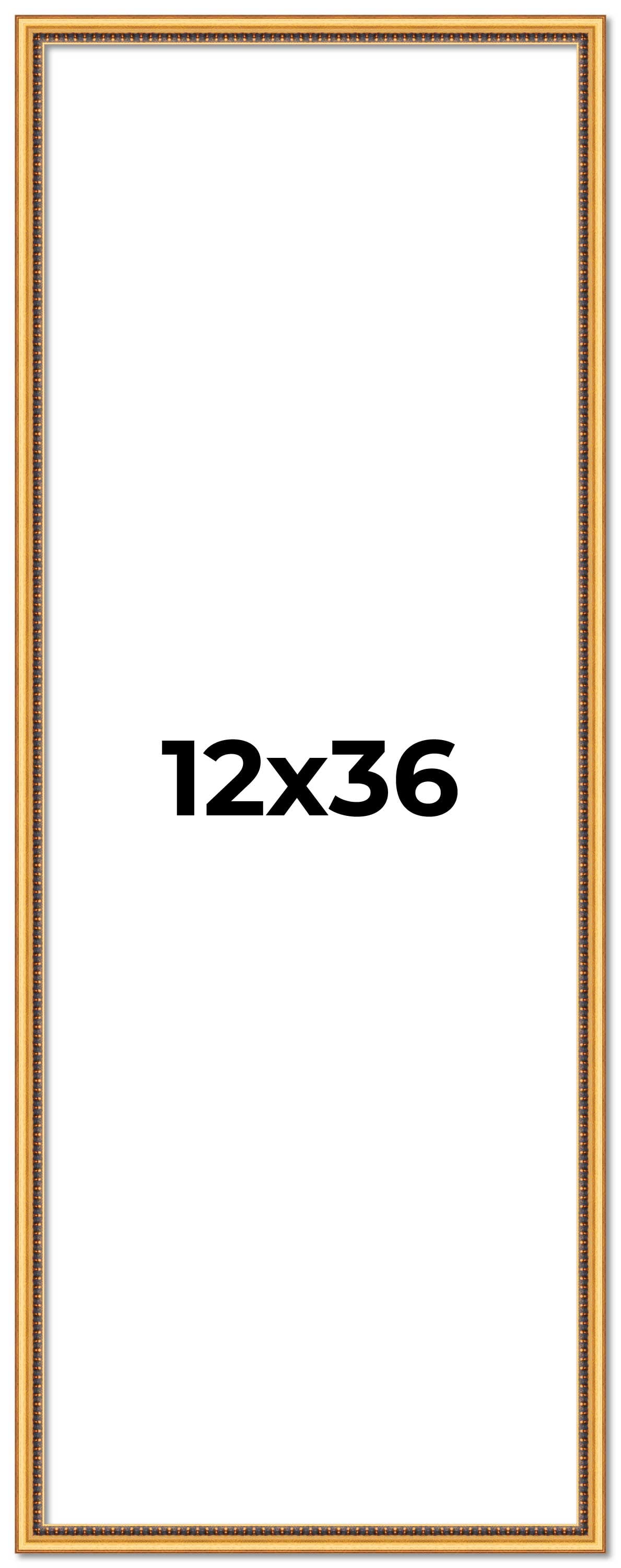 12x36 Frame Beaded Gold Solid Wood Picture Frame | 0.75 Inches Moulding Width | Liscio Oro ...