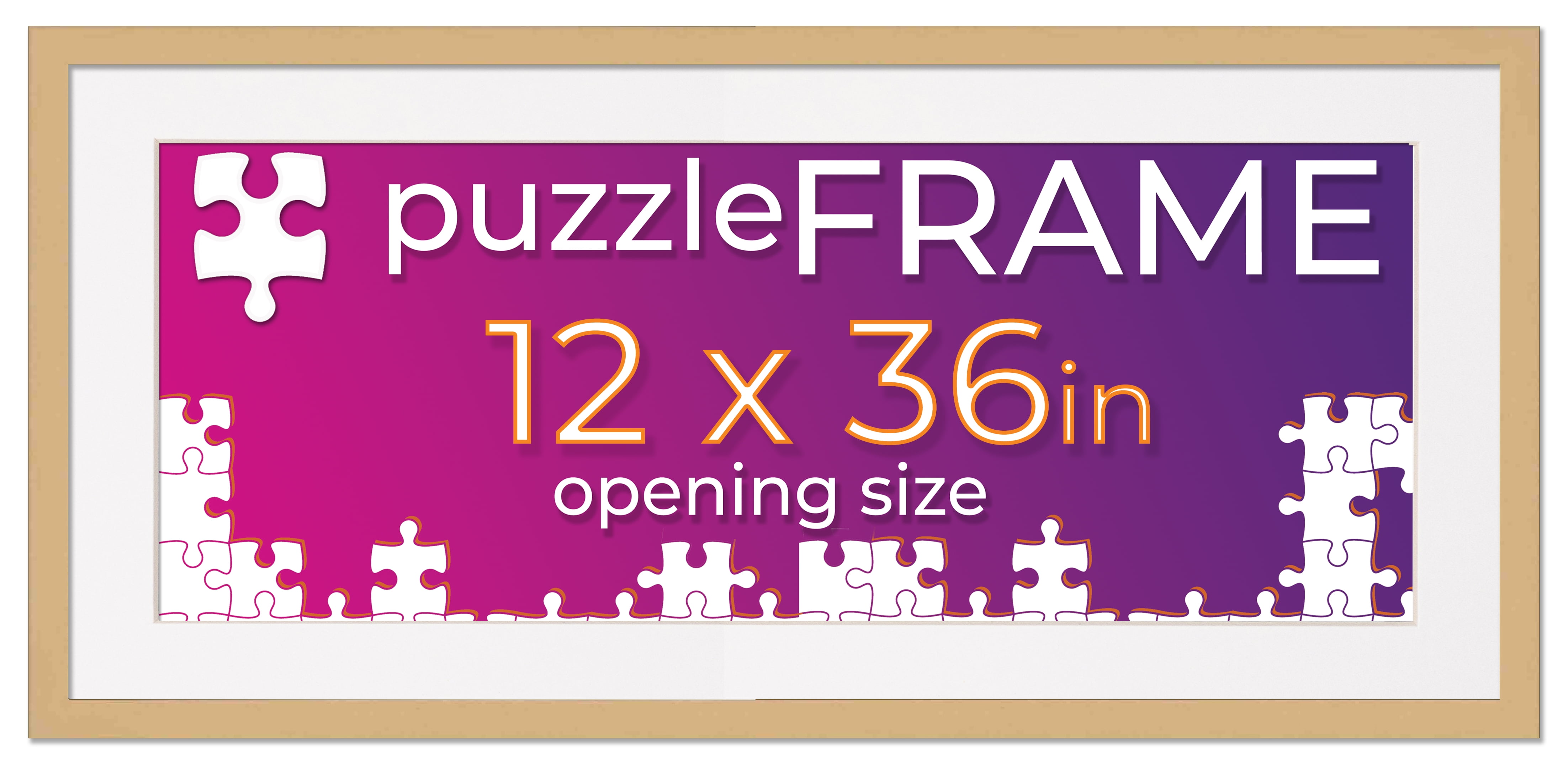 12x36 Frame for Jigsaw Puzzles - Wooden Natural Puzzle Frame with Mat ...