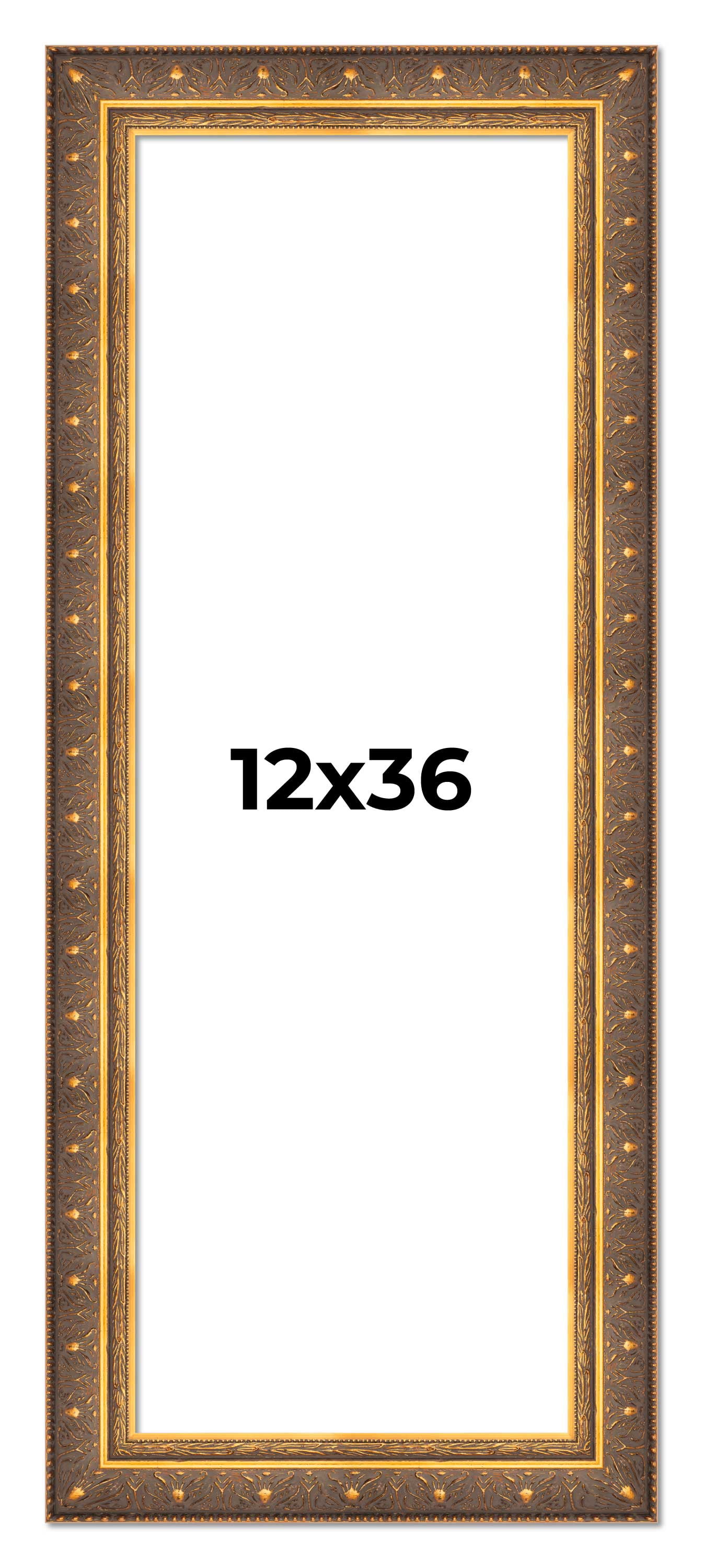 12x36 Frame Vintage Gold Solid Wood Picture Frame | 2.5 Inch Moulding ...