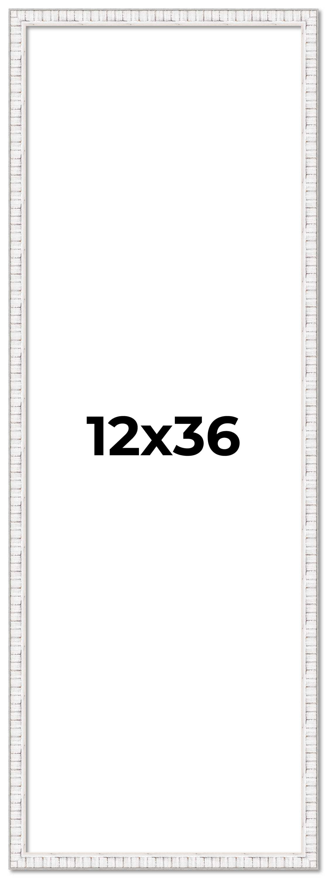 12x36 Frame White Scuffed Rustic Solid Wood Picture Frame | 0.75 Inch ...