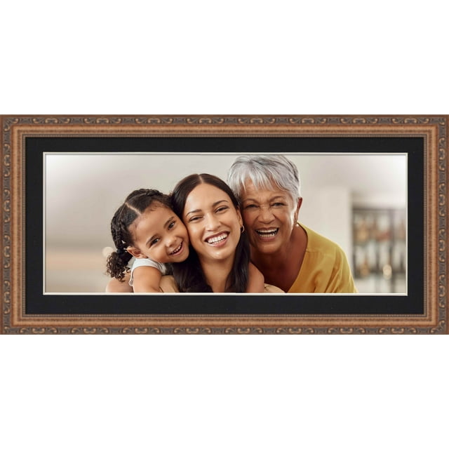 12x36 Frame with Mat - Antique Gold 16x40 Frame Wood Made to Display ...