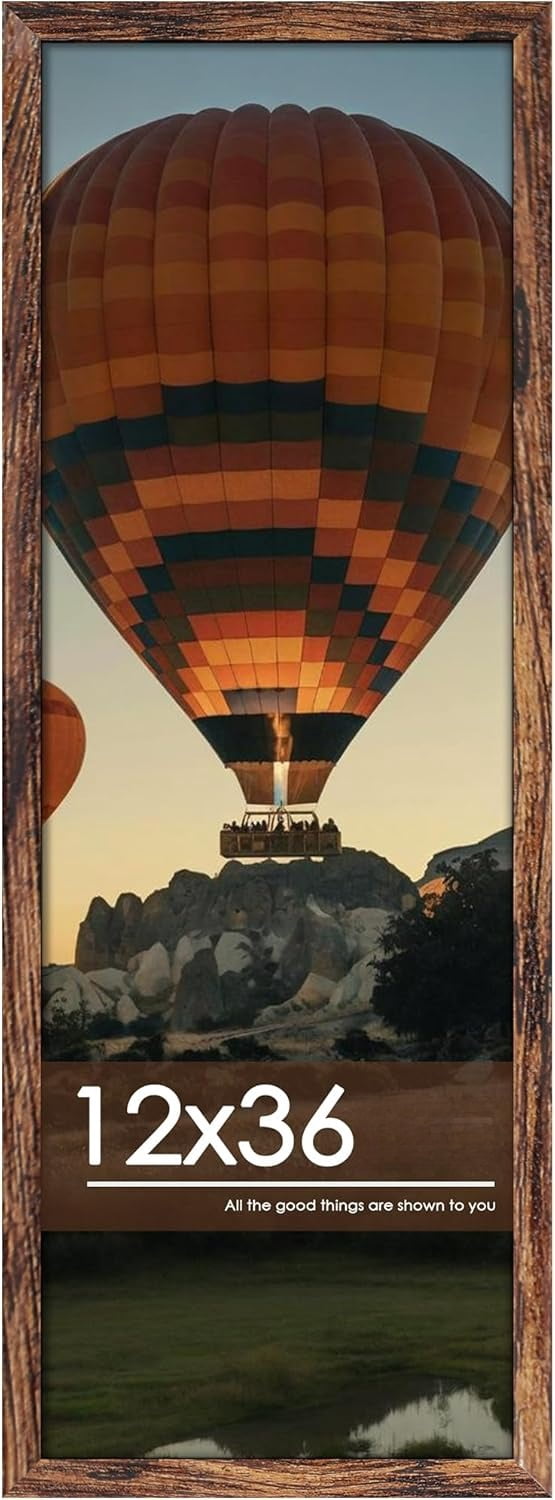 12x36 Picture Frame, Classic Brown 12 x 36 Panoramic Poster Frame for ...