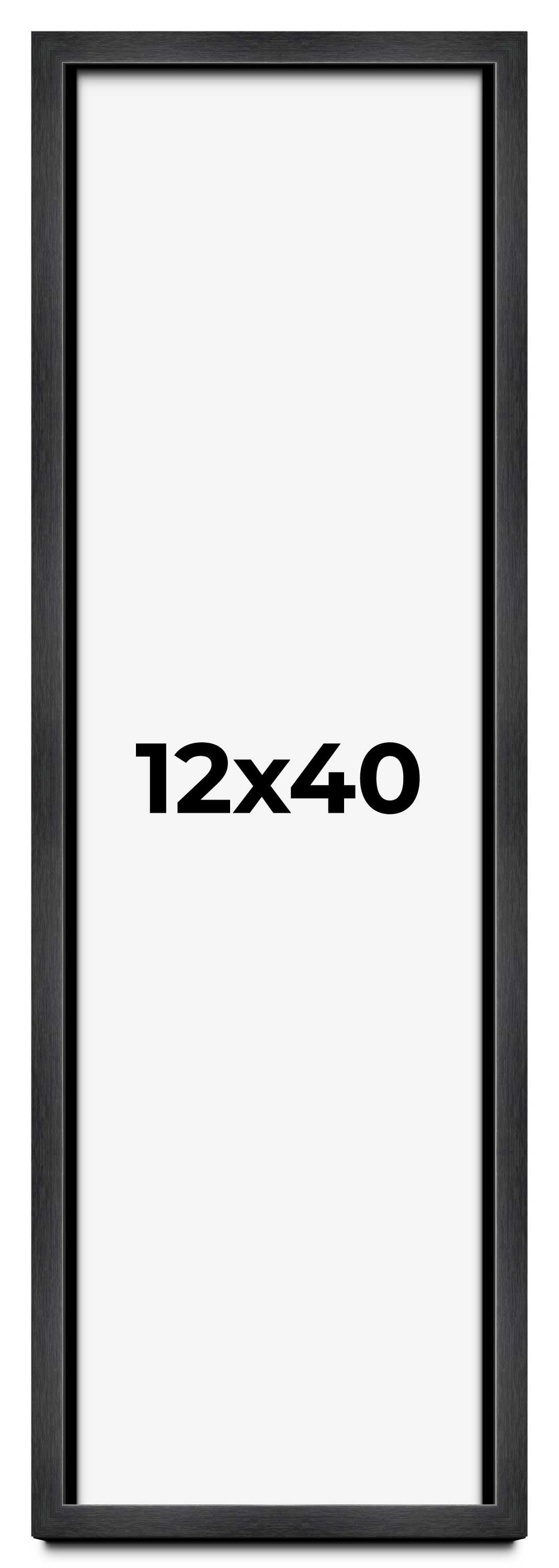 12x40 Frame Black Charcoal Grey Wood Textured Picture Frame | 0.75 Inch ...