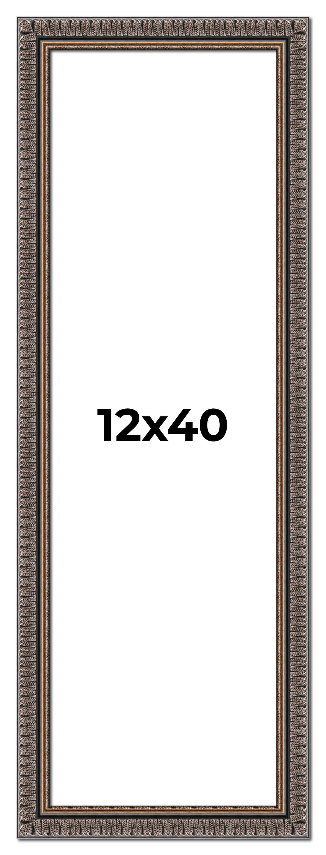 12x40 Frame Black Feather Payton Ornate Solid Wood Picture Frame Width ...