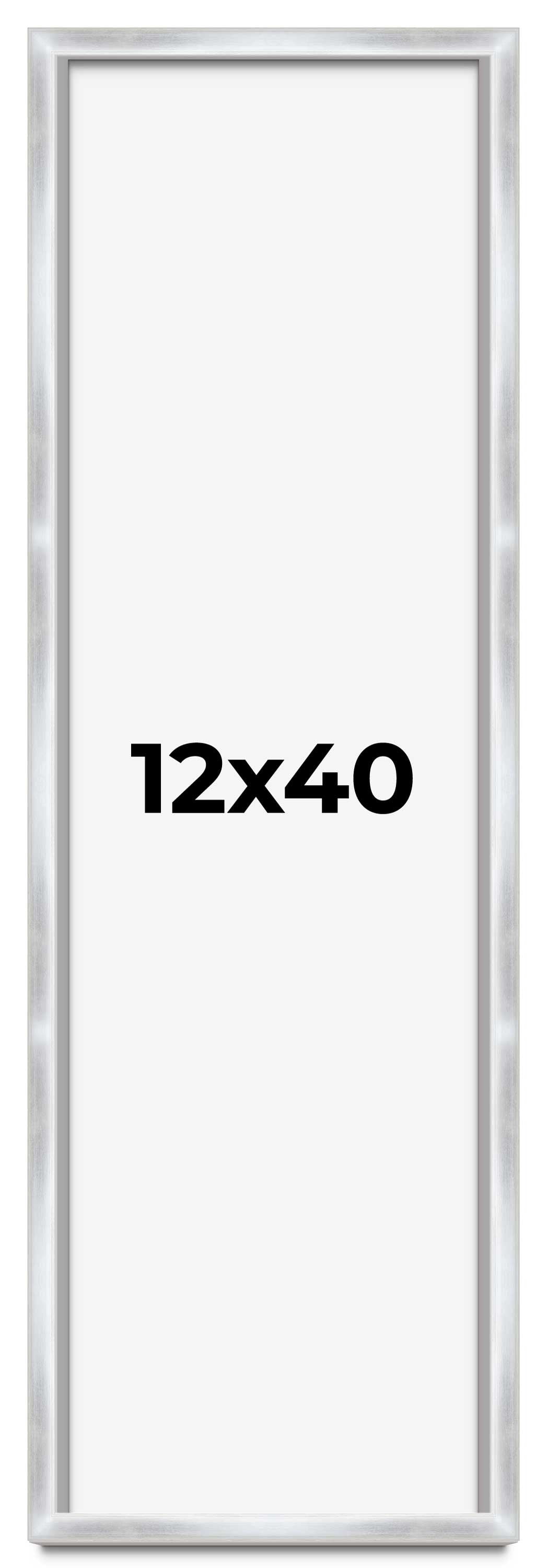 12x40 Frame Silver Whitewashed Wood Grain Solid Wood Shadow Box | 0.75 ...