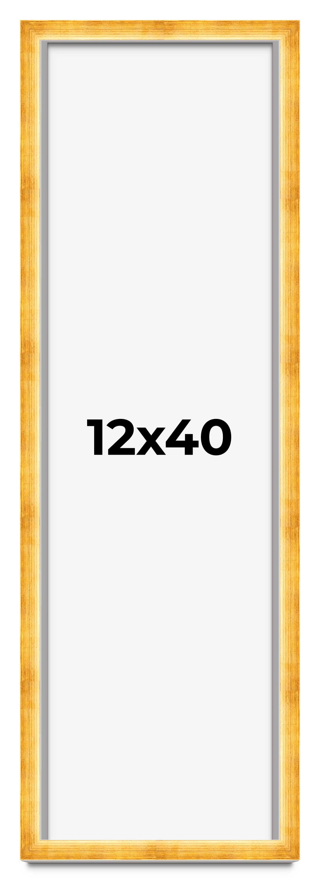 12x40 Shadow Box Frame Gold | 1.625 Inches Deep Real Wood Traditional ...