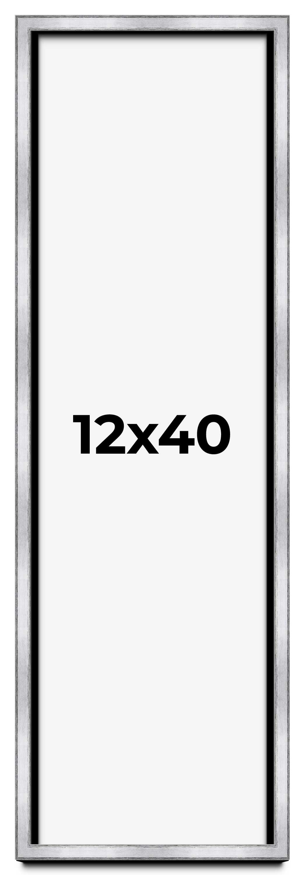 12x40 Shadow Box Frame Silver | 1.375 Inches Deep Real Wood ...