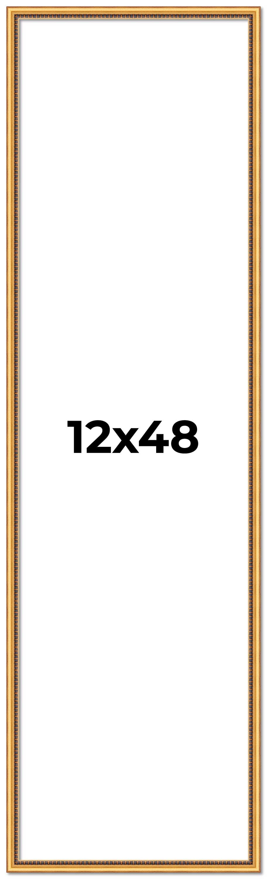 12x48 Frame Beaded Gold Solid Wood Picture Frame | 0.75 Inches Moulding ...
