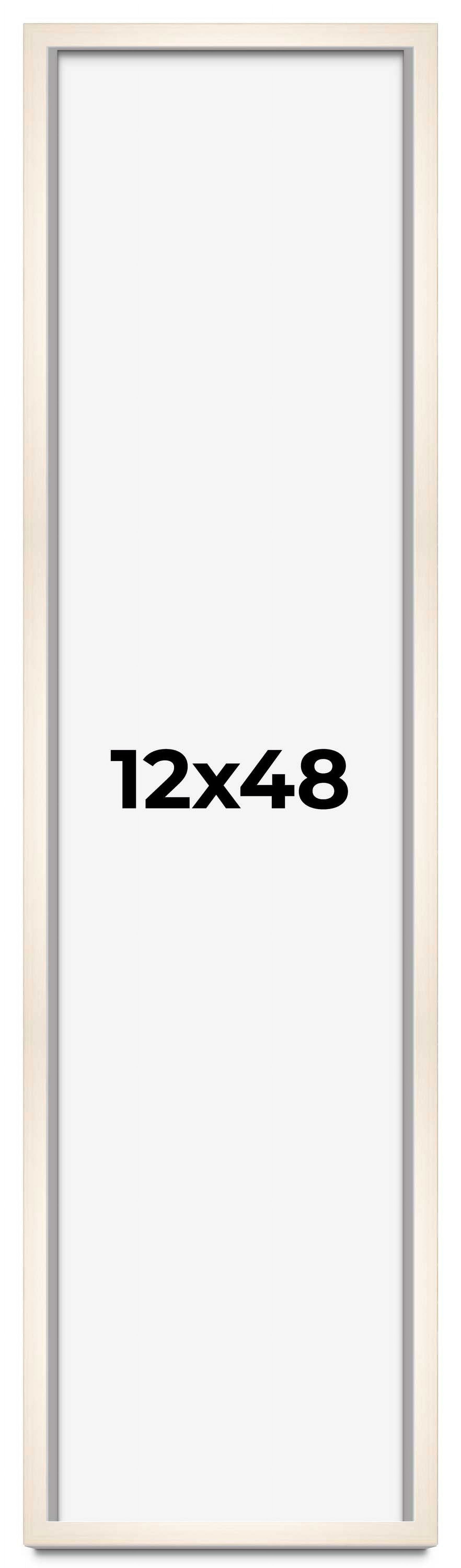 12x48 Shadow Box Cream of Wheat White Washed Display Frame | 0.875 Inches Deep Solid Wood ...